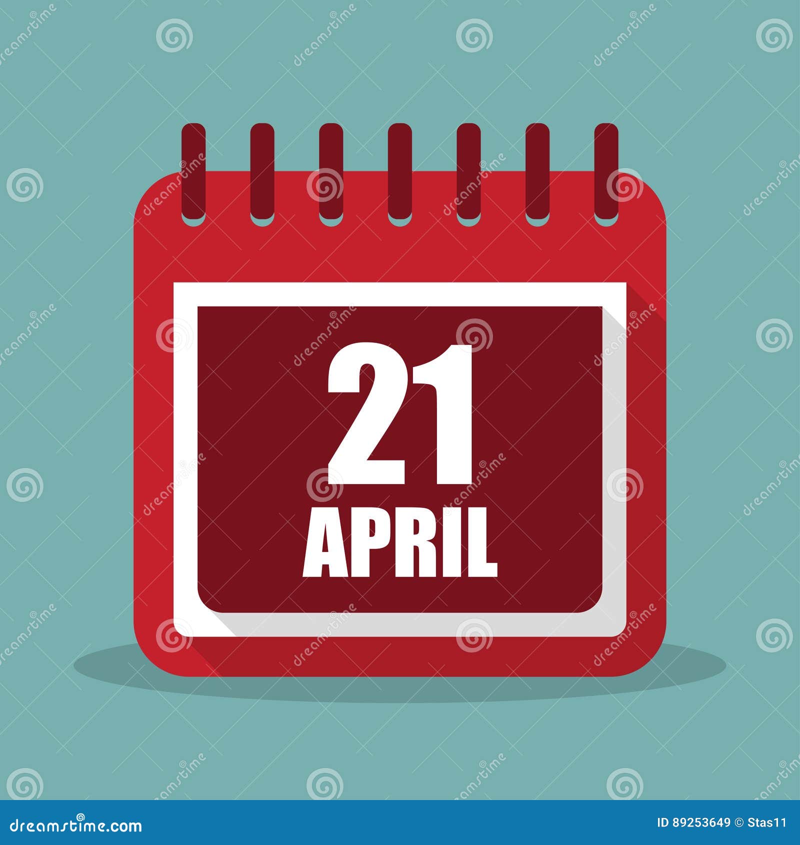 Calendar with 21 April in a Flat Design. Vector Illustration Stock ...