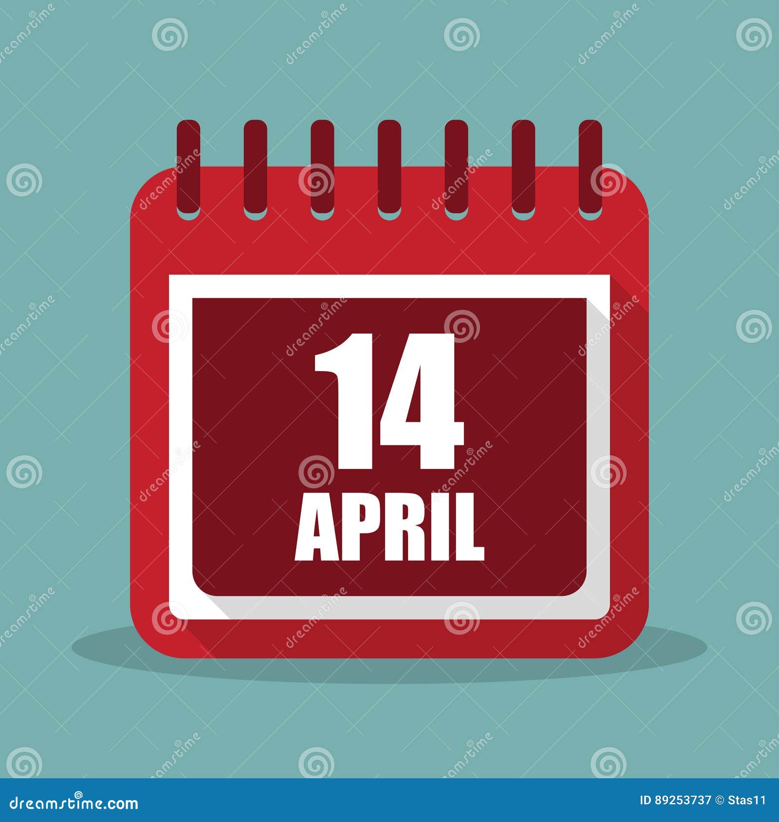 Calendar with 14 April in a Flat Design. Vector Illustration Stock ...