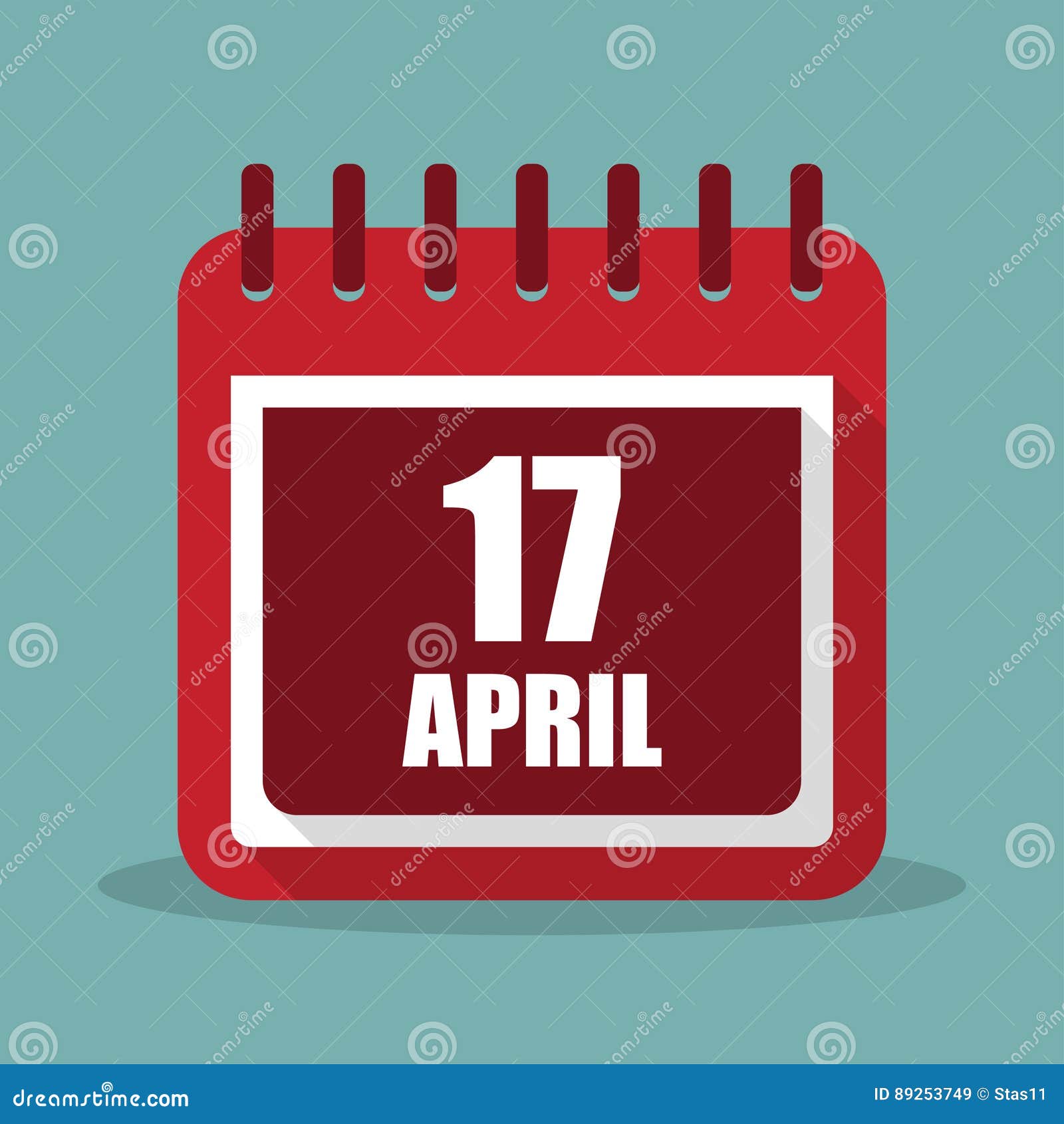 Calendar with 17 April in a Flat Design. Vector Illustration Stock ...