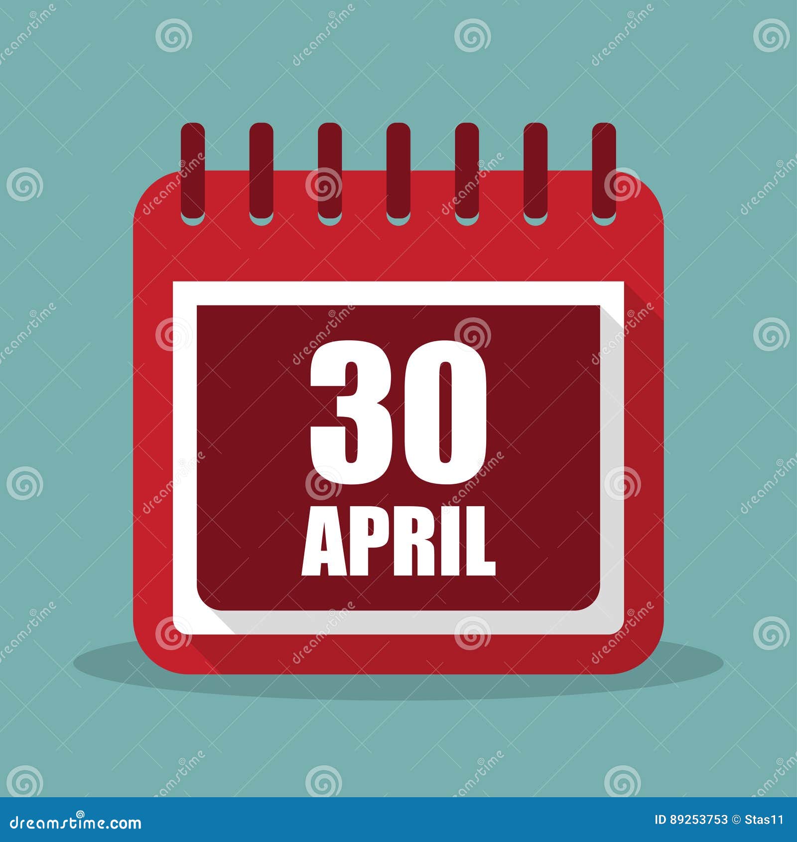 Calendar with 30 April in a Flat Design. Vector Illustration Stock ...