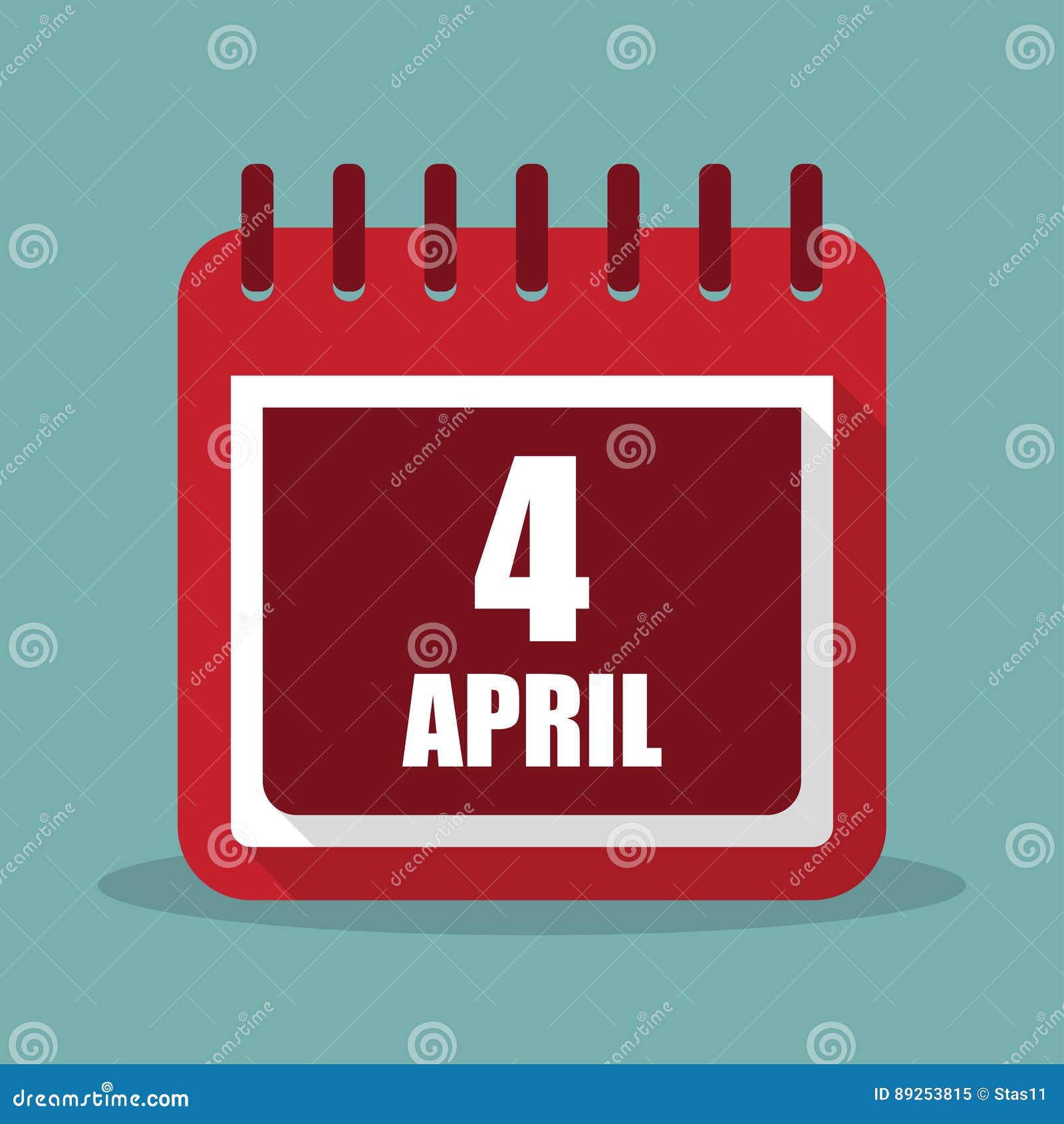 Calendar with 4 April in a Flat Design. Vector Illustration Stock ...