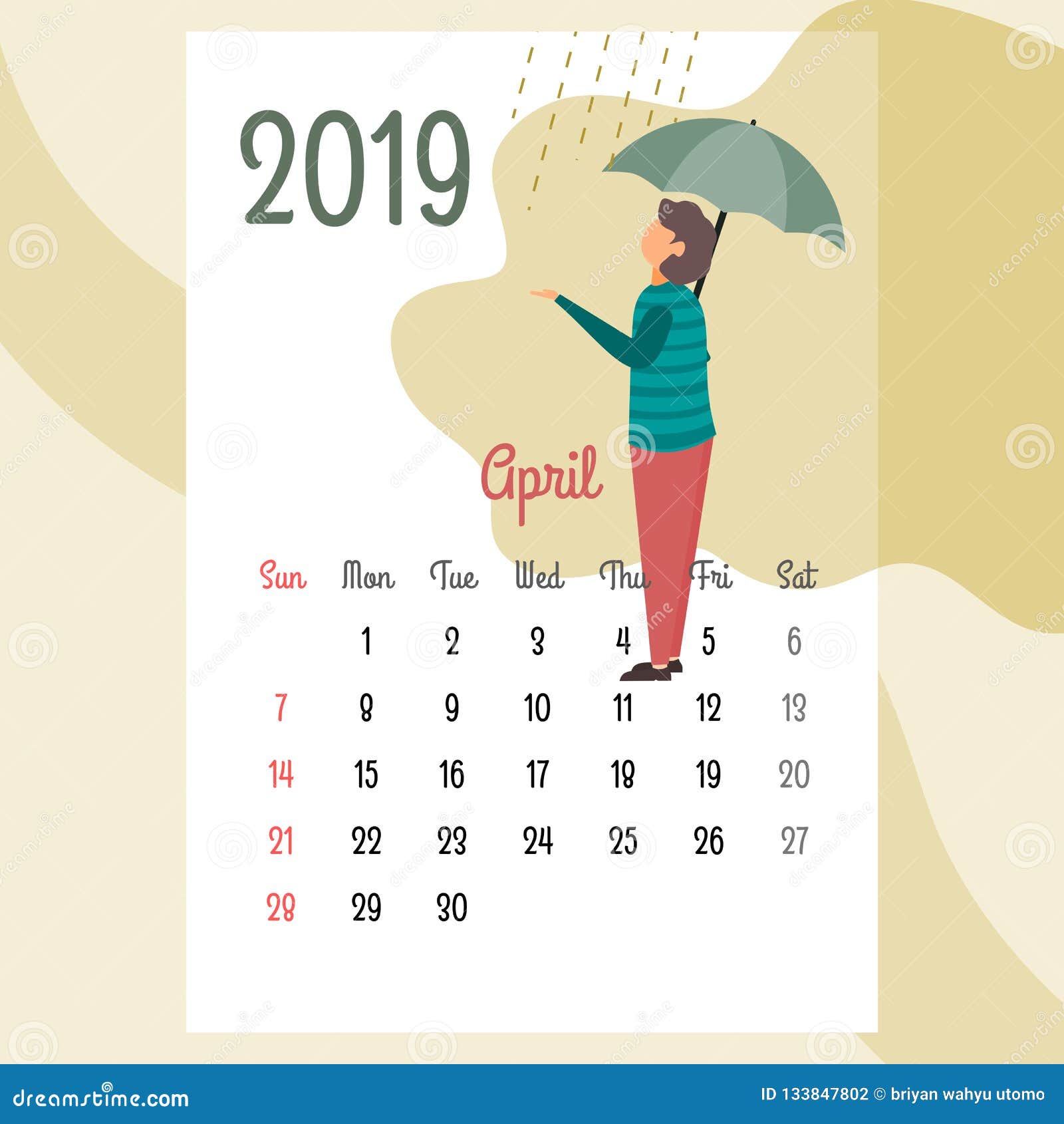 Calendar 2019. April Calendar. Calendar Vector Stock Vector ...