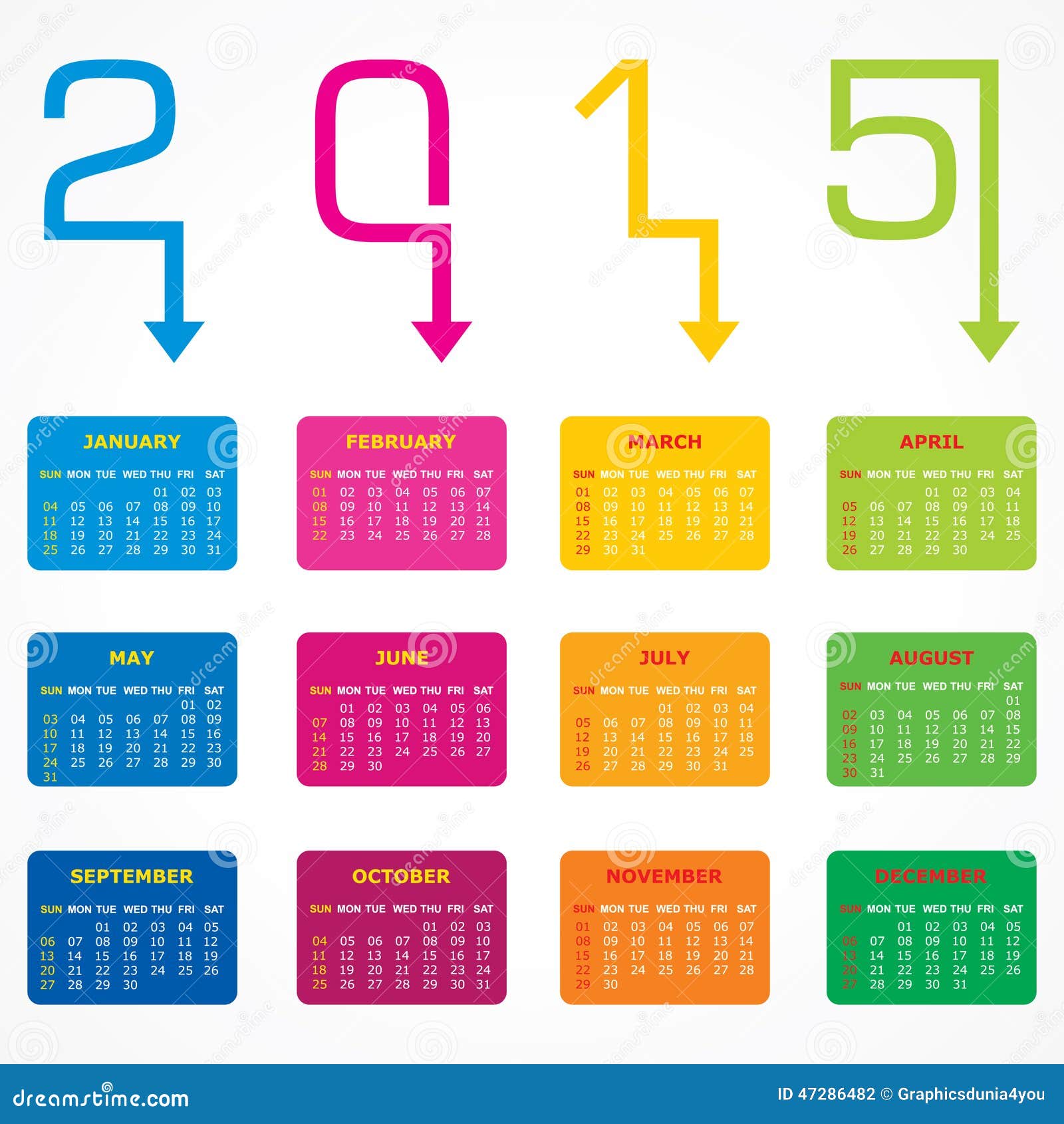 Calendar of 2015 with Arrow Design Stock Vector - Illustration of march ...