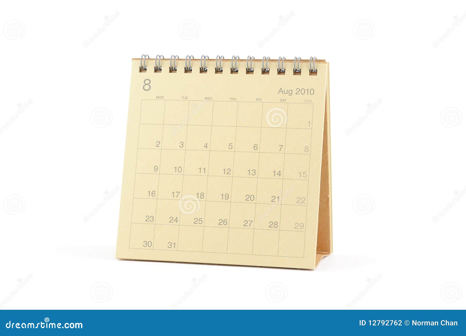 Calendar - August 2010 stock photo. Image of closeup - 12792762