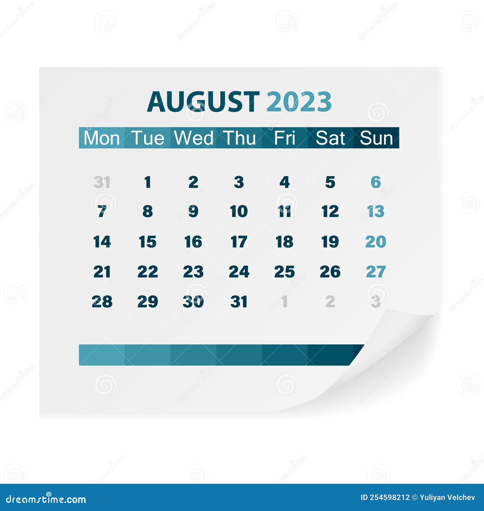 Calendar August 2023 stock vector. Illustration of monday - 254598212