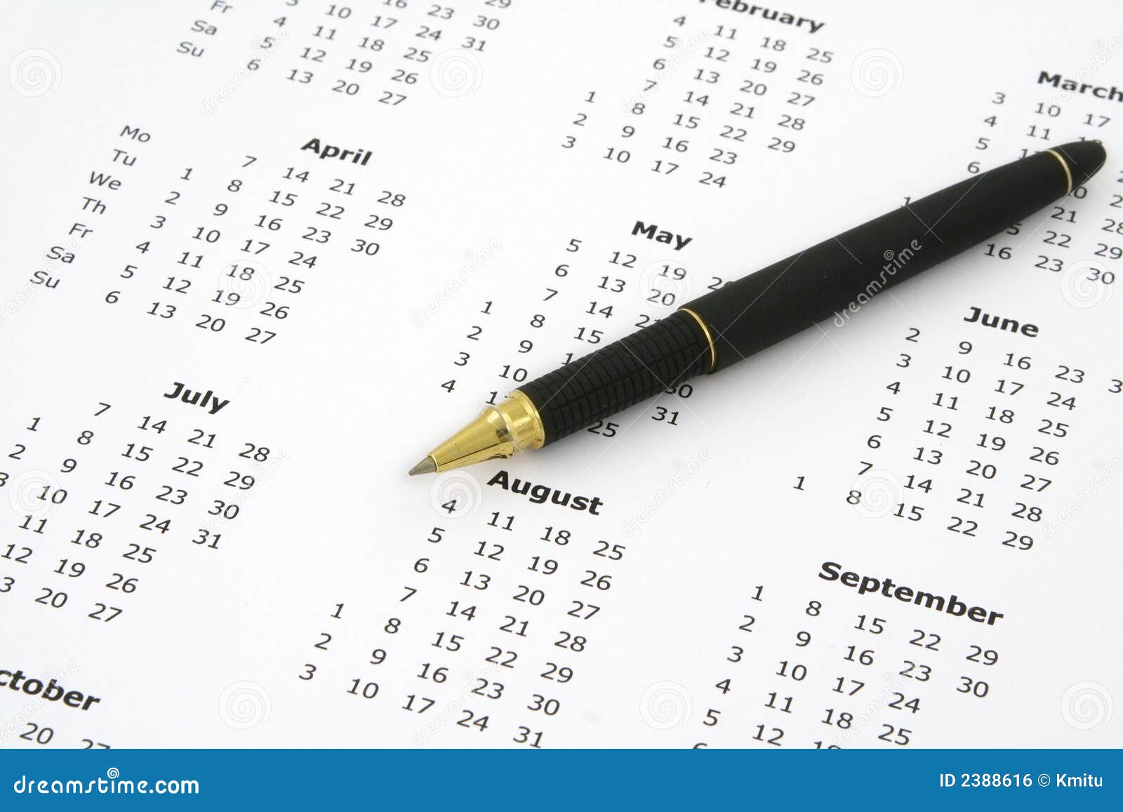 Calendar and Ballpoint Pen #2 Stock Photo - Image of year, detai: 2388616