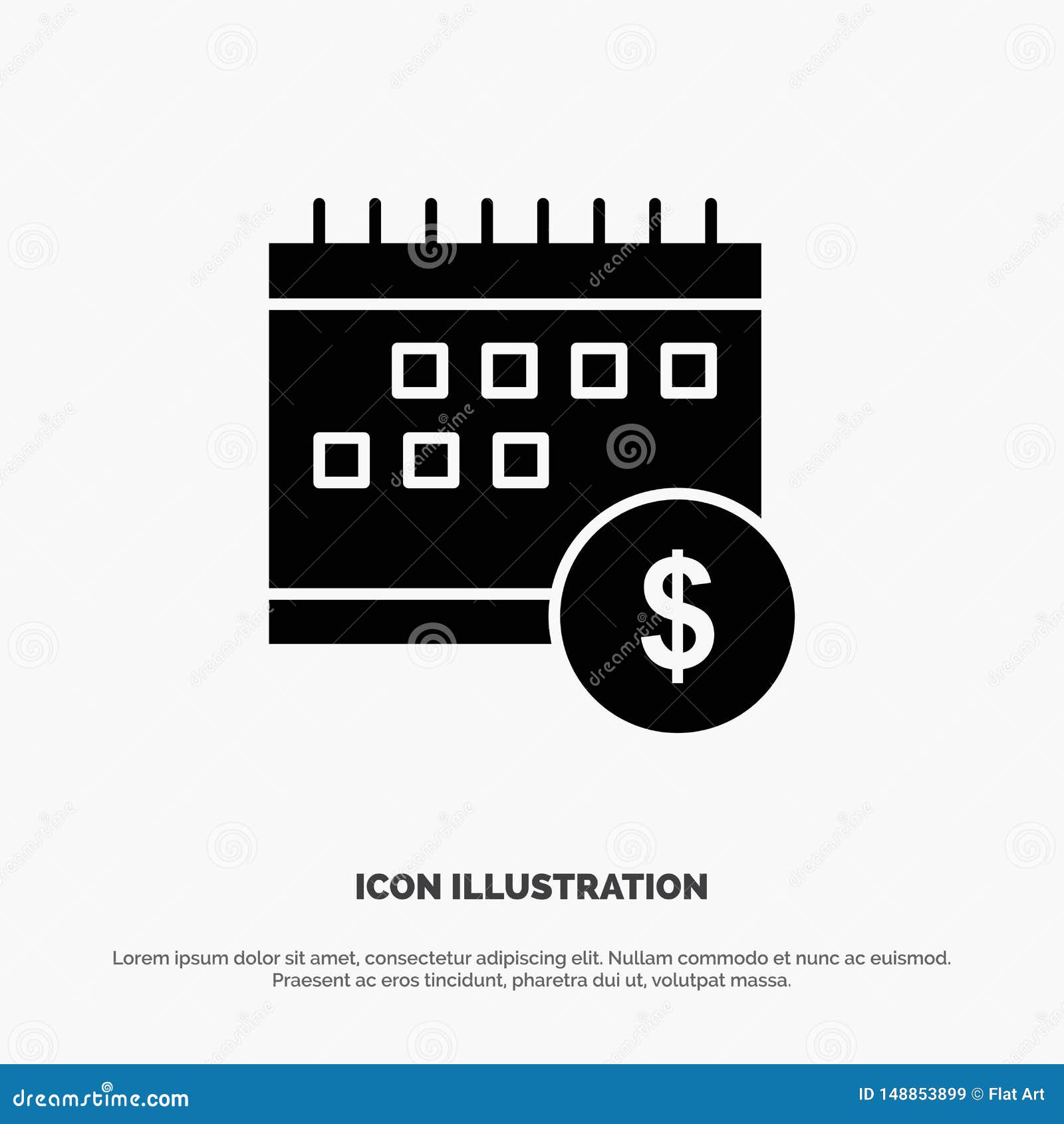 Calendar, Banking, Dollar, Money, Time, Economic Solid Glyph Icon ...