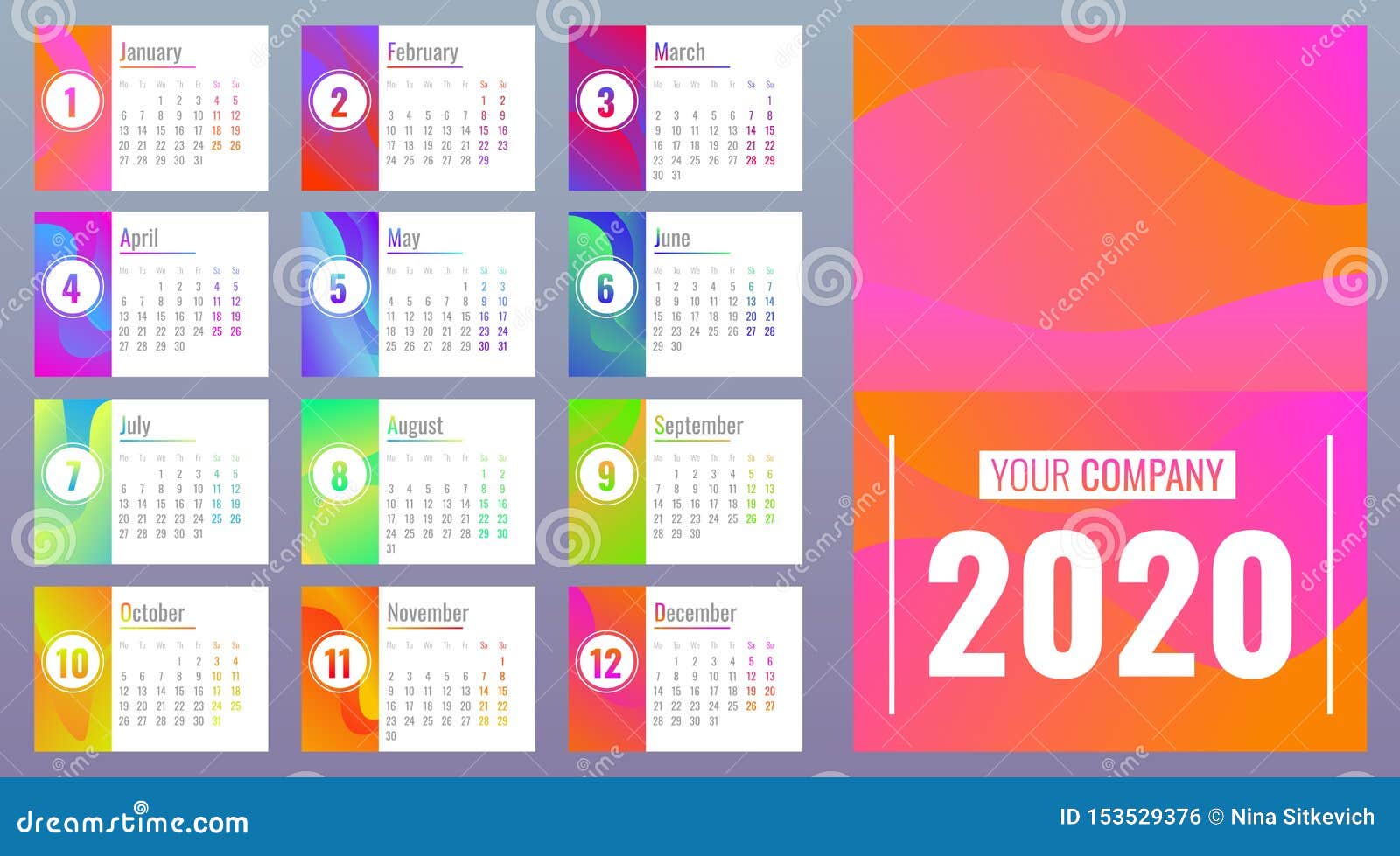 Calendar Banner Set, Cartoon Style Stock Vector - Illustration of ...