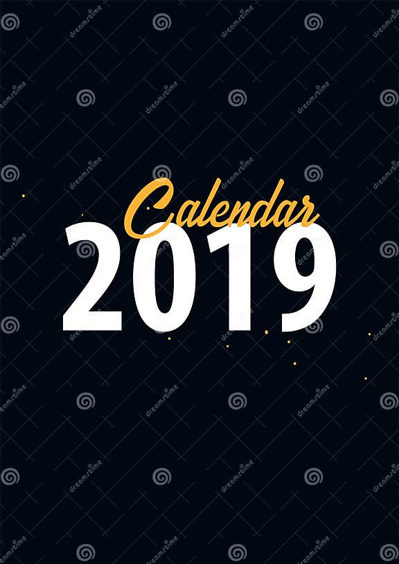 Calendar 2019 on Black Background. Vector Illustration. Stock Vector ...