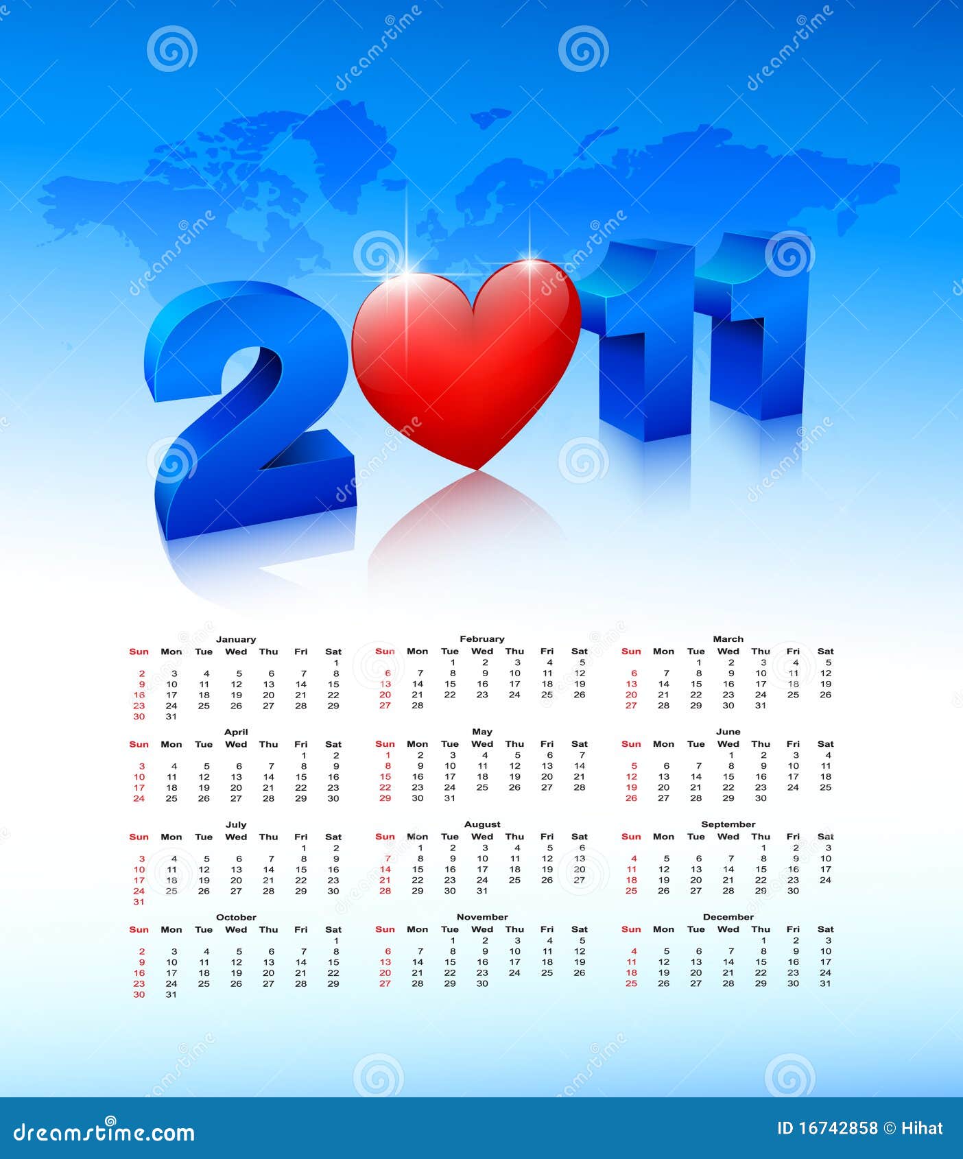 Calendar on a Blue Background. Stock Vector - Illustration of yearly ...