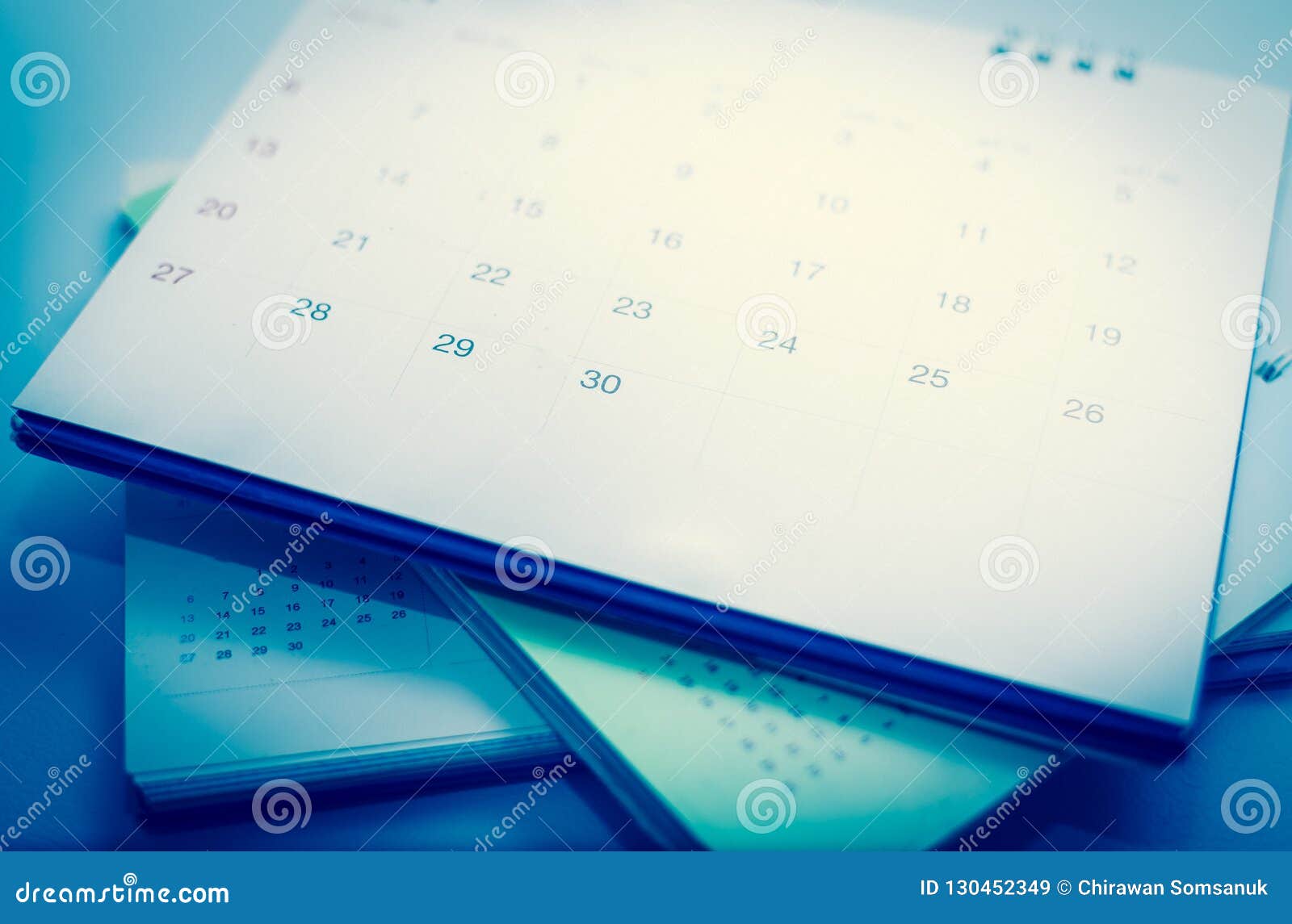 Calendar in blue tone. stock image. Image of events - 130452349