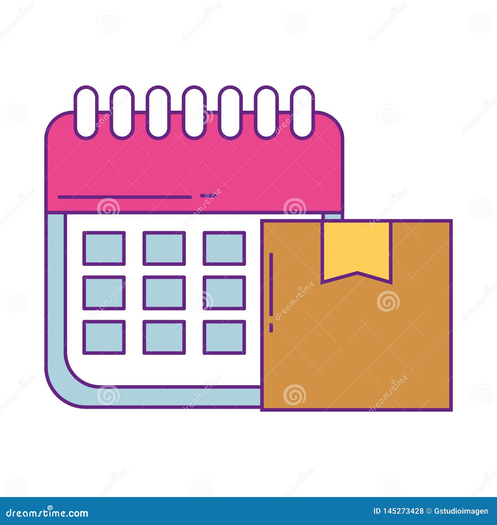 Calendar with Box Carton Isolated Icon Stock Vector - Illustration of ...