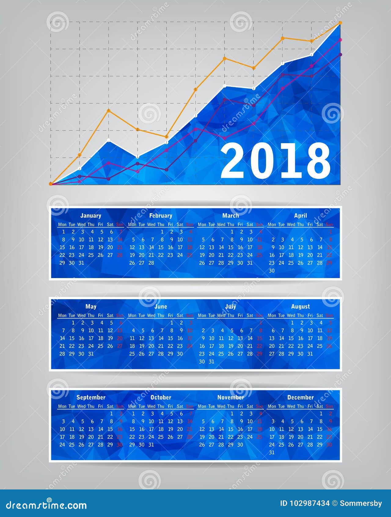 2018 Calendar with Business Statistics Chart Showing Different G Stock ... 2018 Calendar with Business Statistics Chart Showing Different G Stock ...