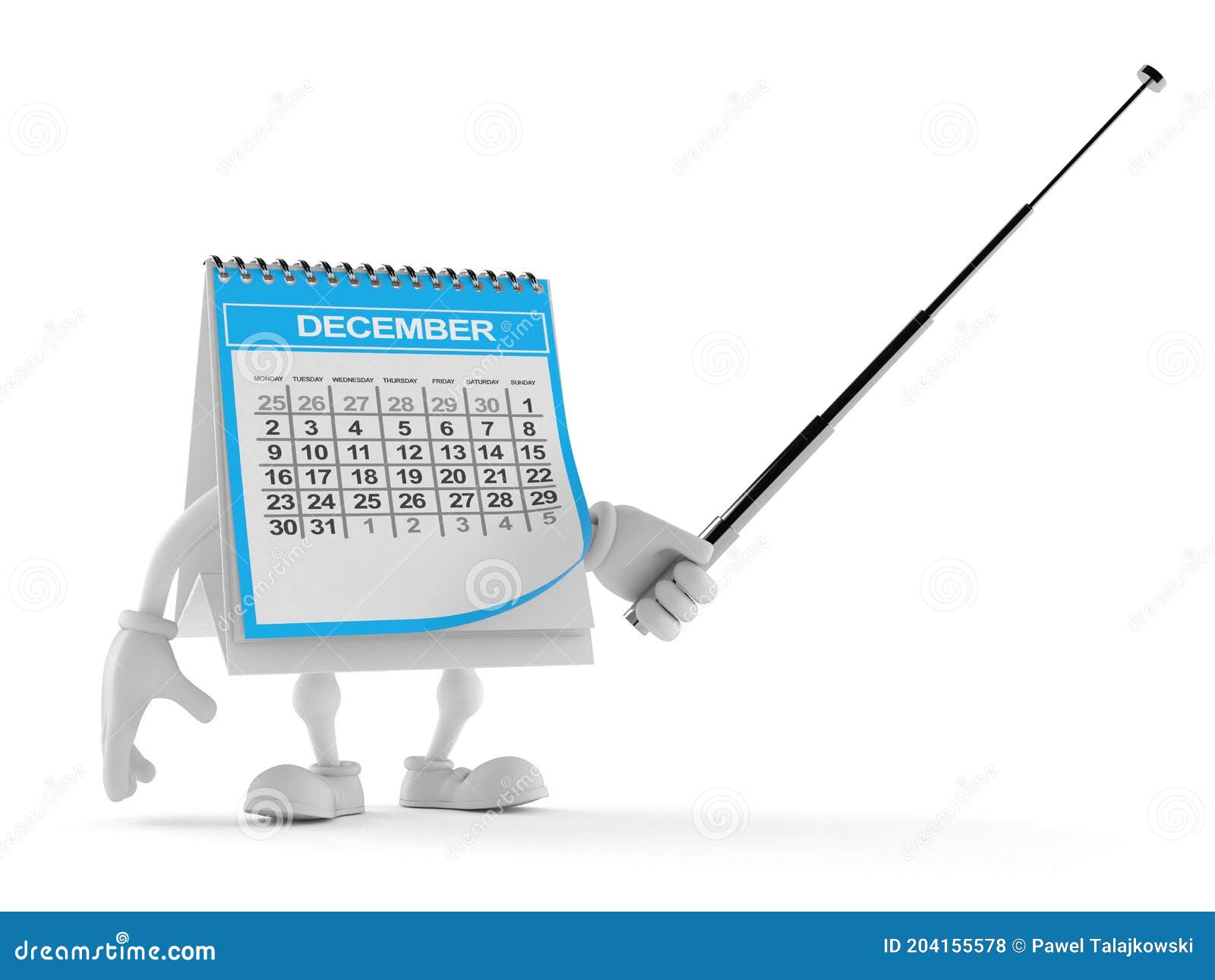 Calendar Character Aiming with Pointer Stick Stock Illustration ...