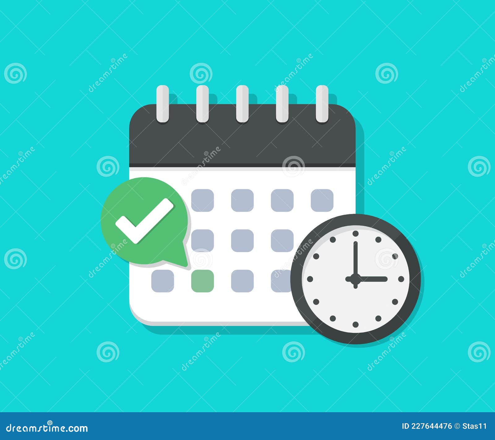 Calendar with Check Mark in a Flat Design. Plan Completed Stock Vector ...