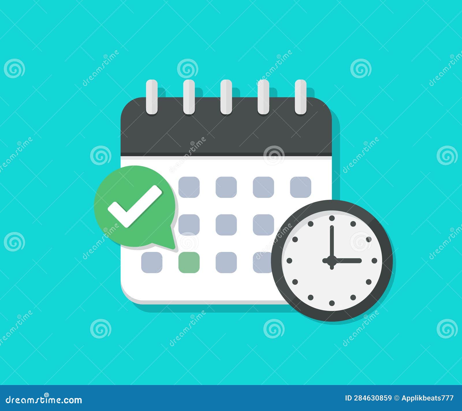 Calendar with Check Mark in a Flat Design. Plan Completed Stock Vector ...