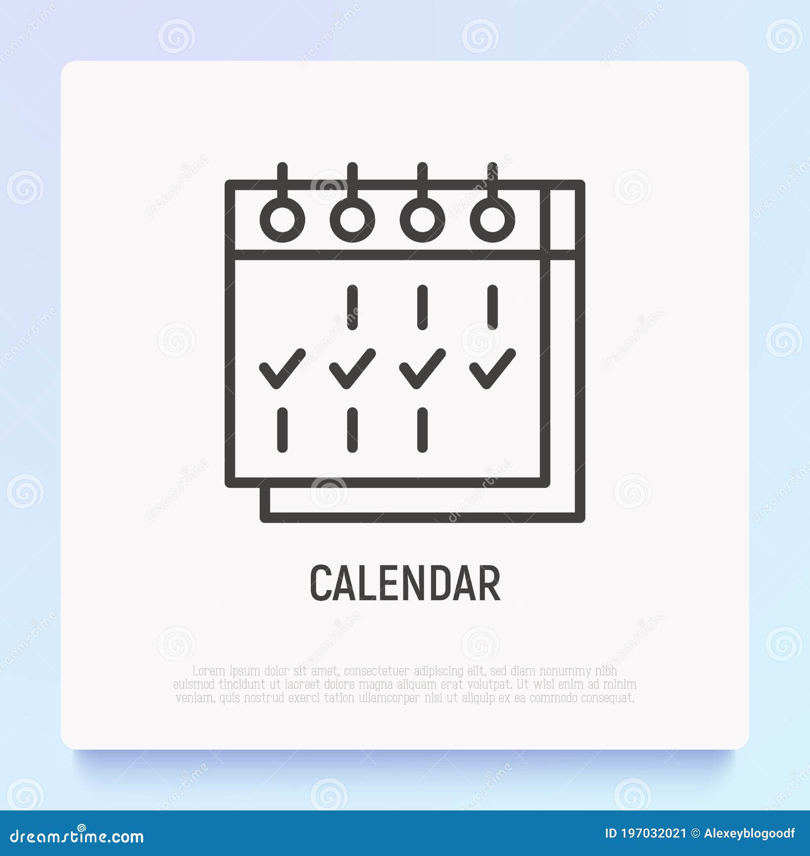 Calendar with Check Marks Thin Line Icon. Modern Vector Illustration ...