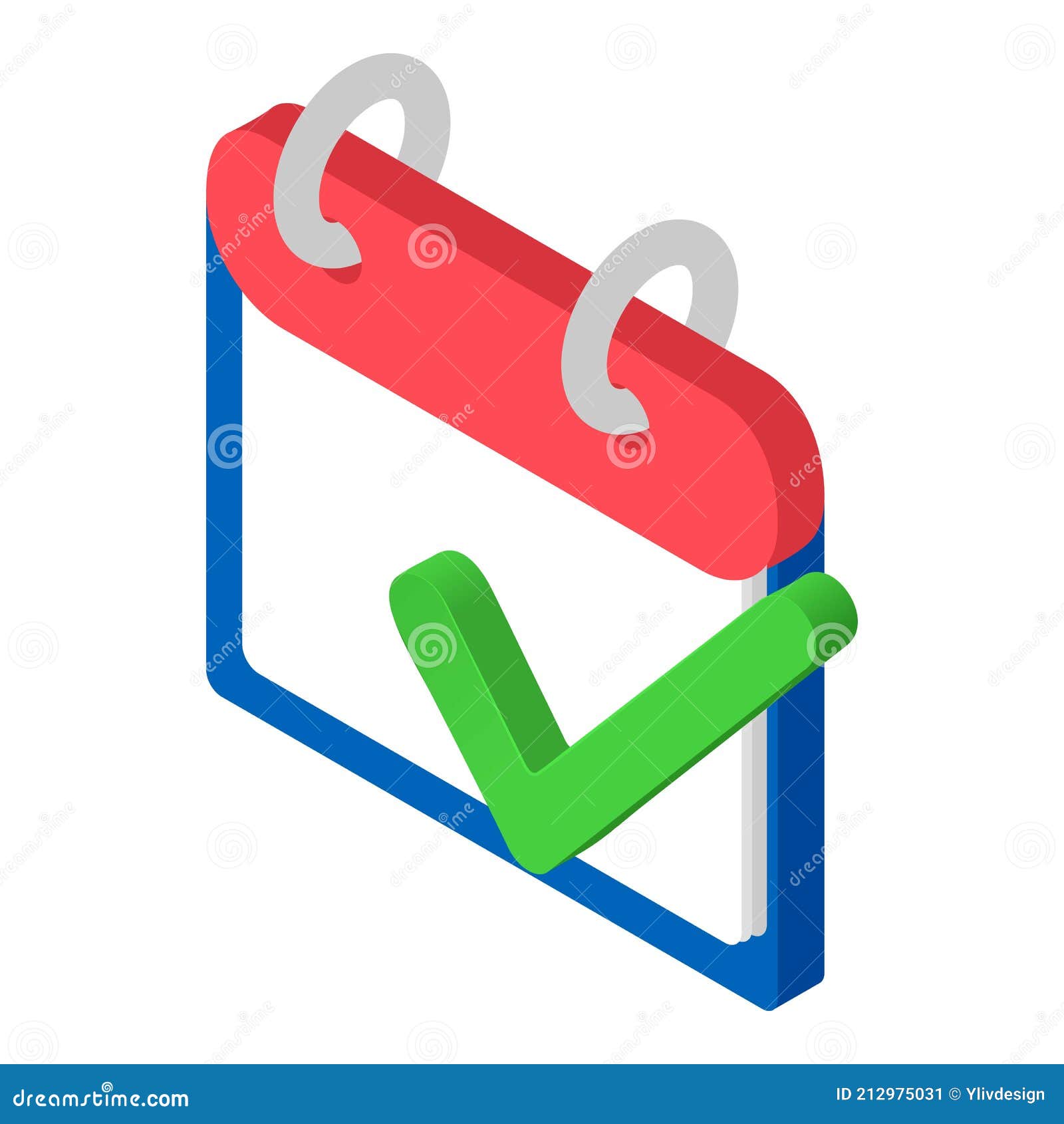 Calendar Checkmark Icon, Isometric Style Stock Vector - Illustration of ...