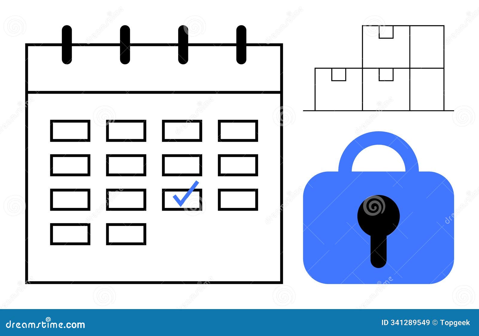 Calendar with Confirmed Date Highlighted, Box Arrangement, and Blue ...