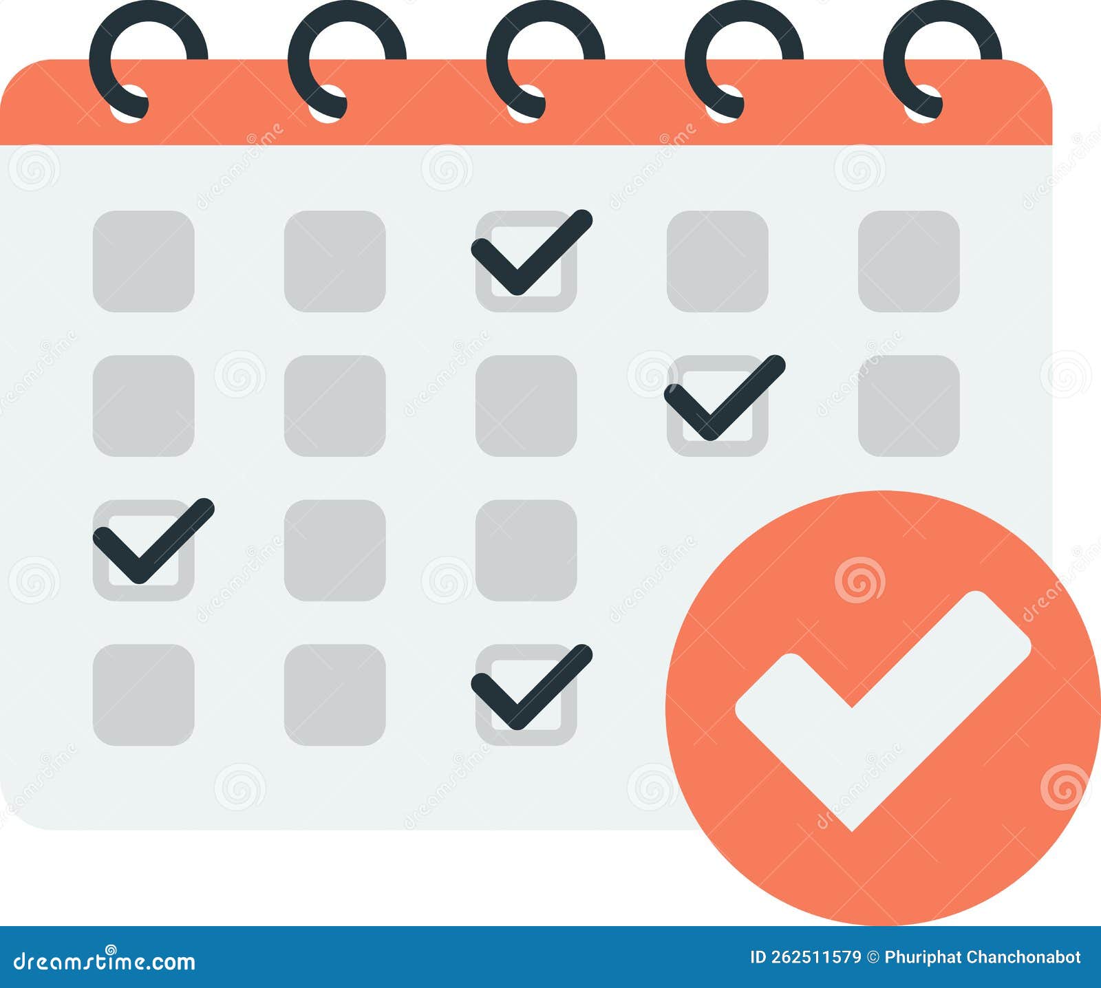 Calendar and Checkmarks Illustration in Minimal Style Stock Vector ...