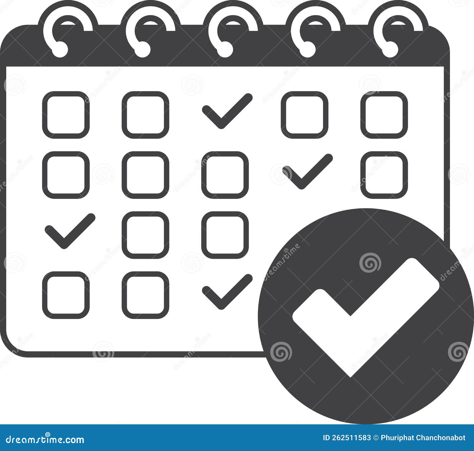 Calendar and Checkmarks Illustration in Minimal Style Stock Vector ...