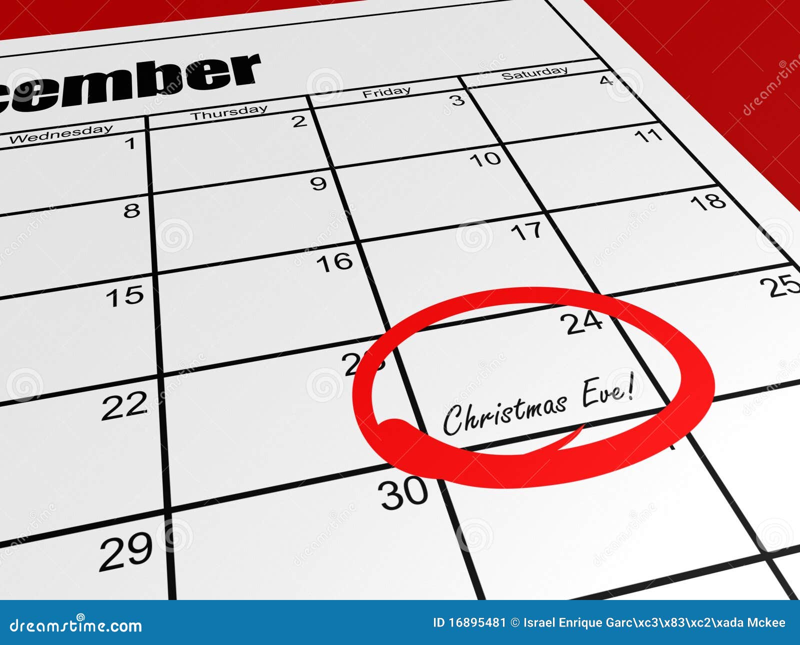 Calendar Christmas Eve Picture. Image: 16895481