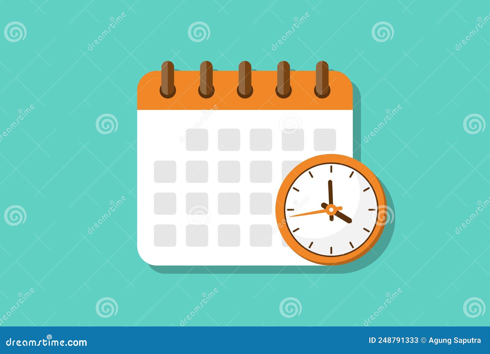 Calendar and Clock Flat Design Vector Stock Vector - Illustration of ...