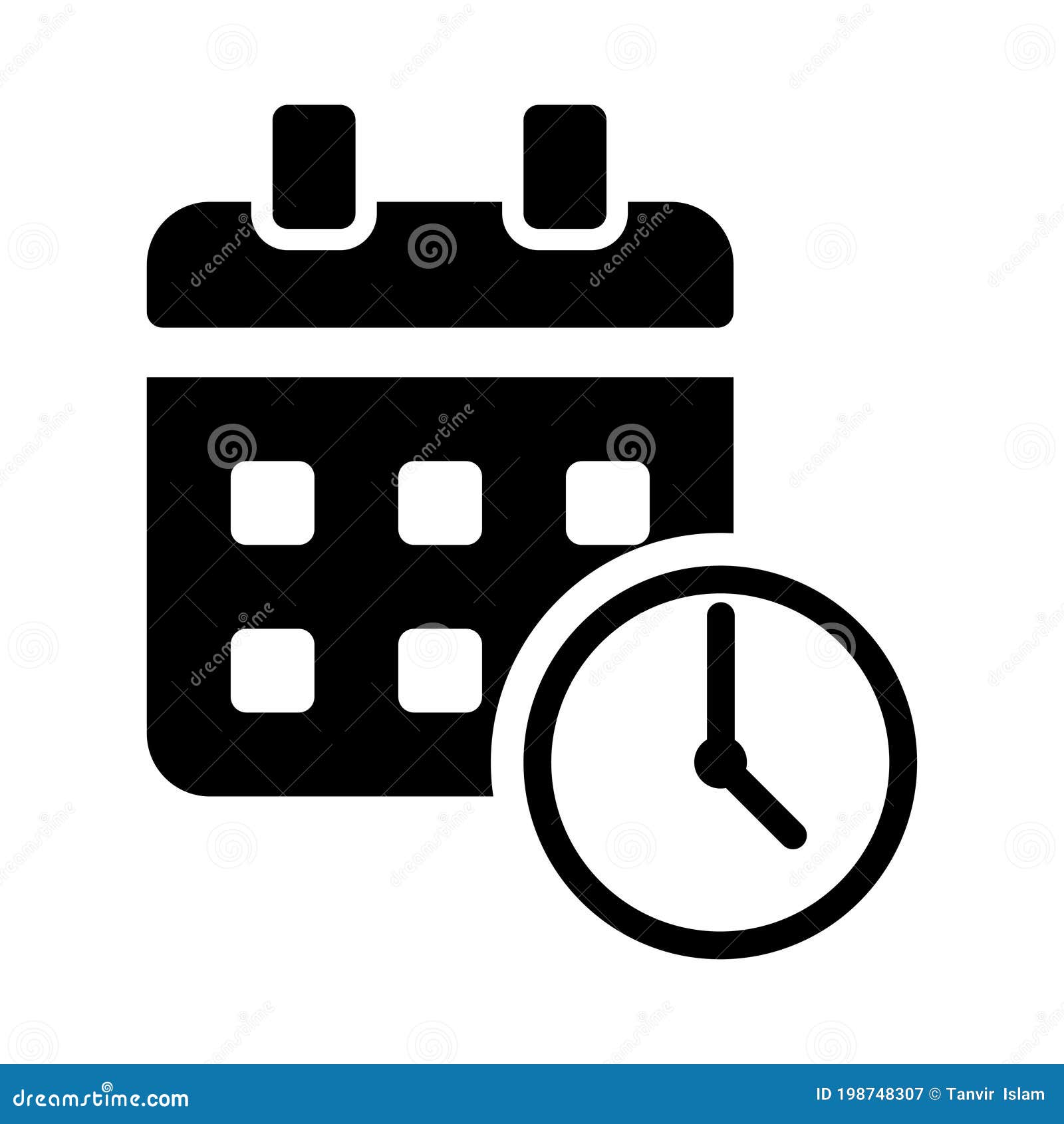 Calendar clock icon stock vector. Illustration of symbol - 198748307