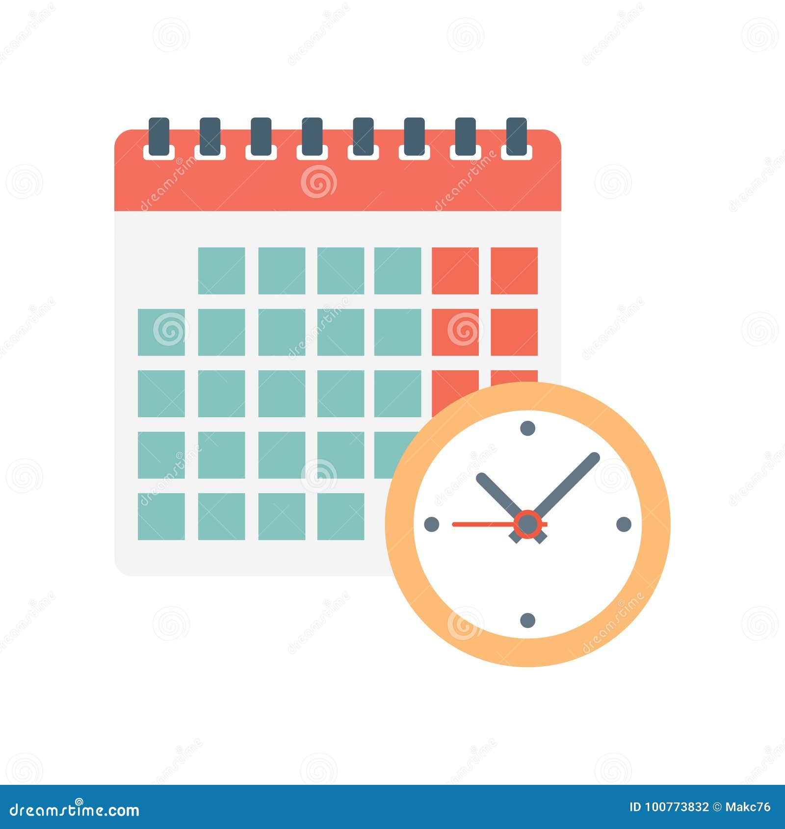 Calendar and clock icon. stock vector. Illustration of element - 100773832