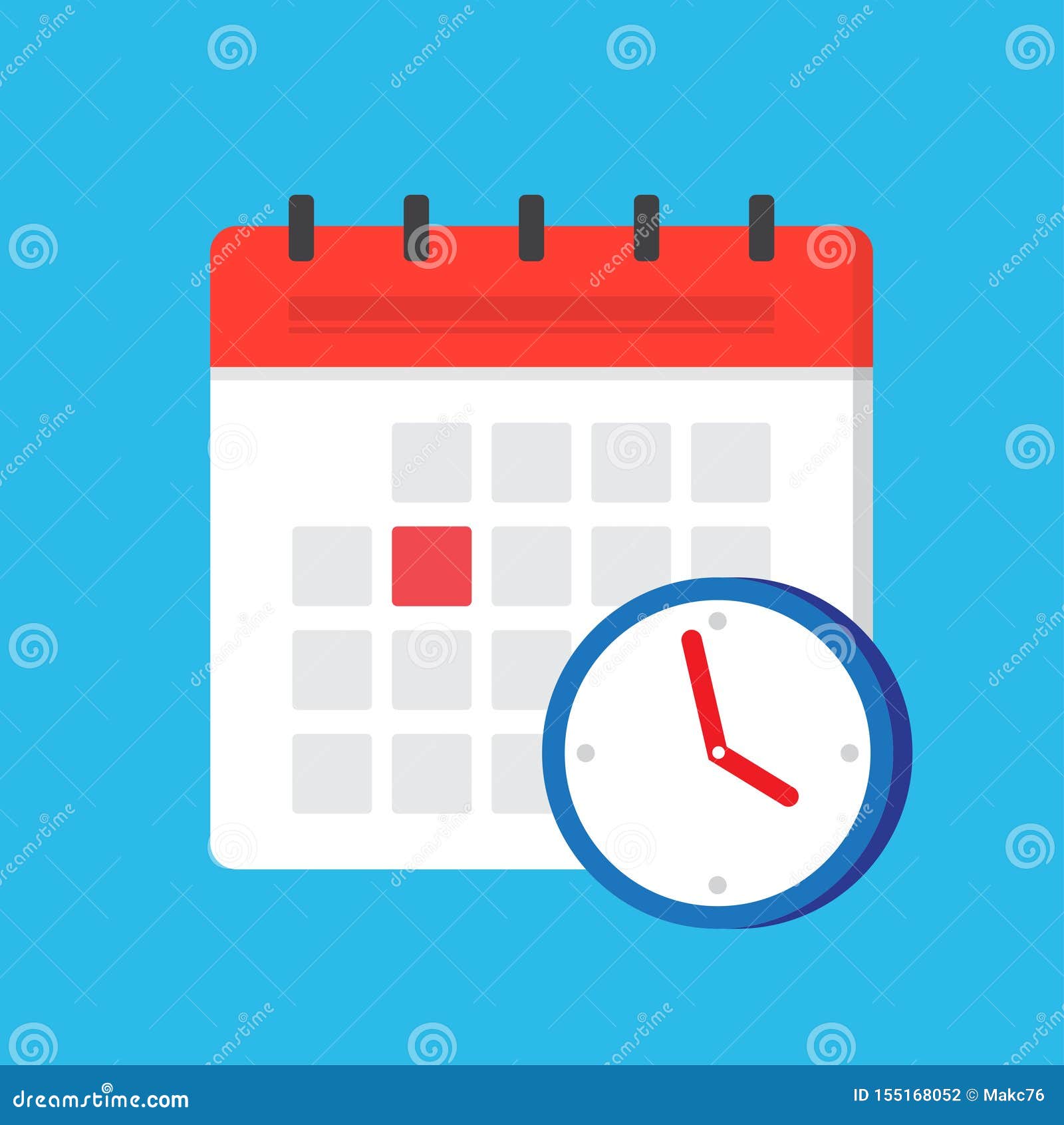 Calendar and clock icon stock vector. Illustration of page - 155168052