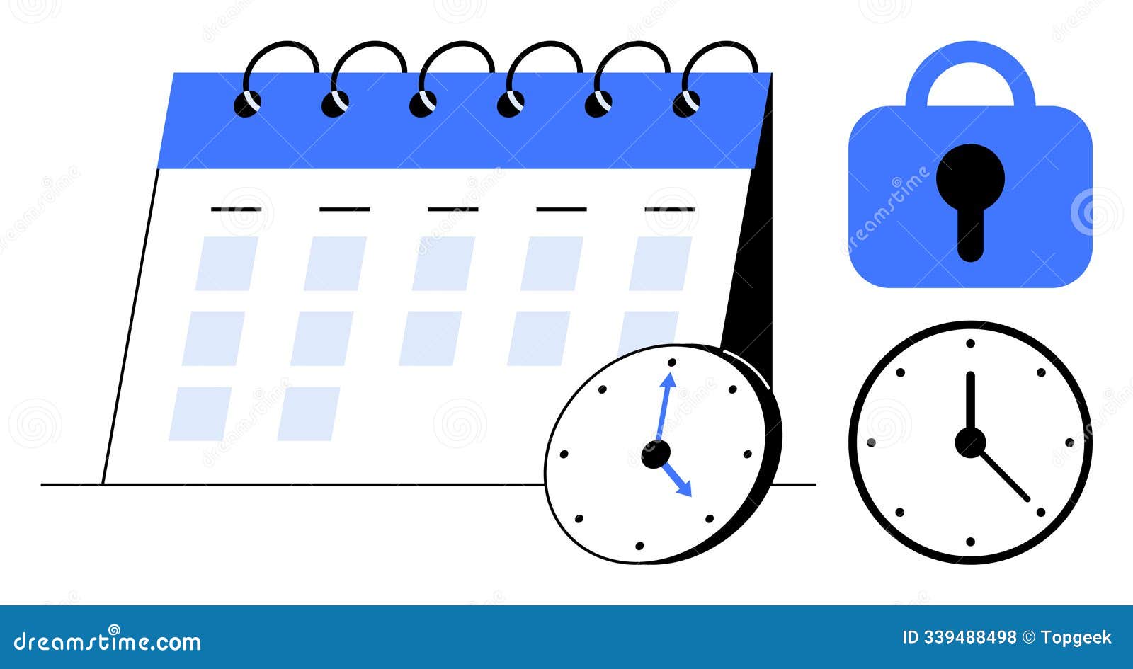 Calendar with Clock and Lock Representing Time Management and Security ...
