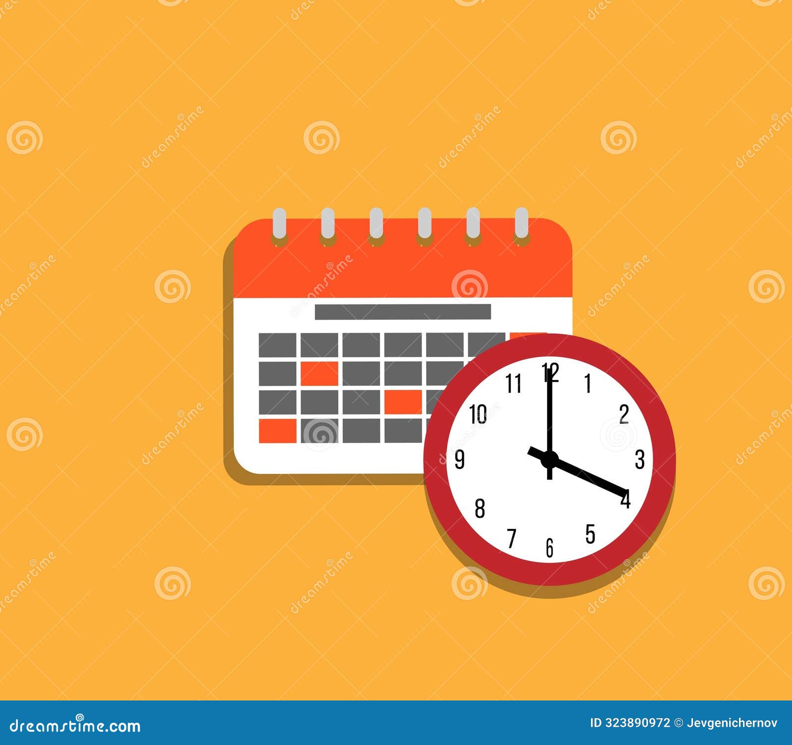 Calendar and Clock Planning Time Flat Style Stock Vector - Illustration ...