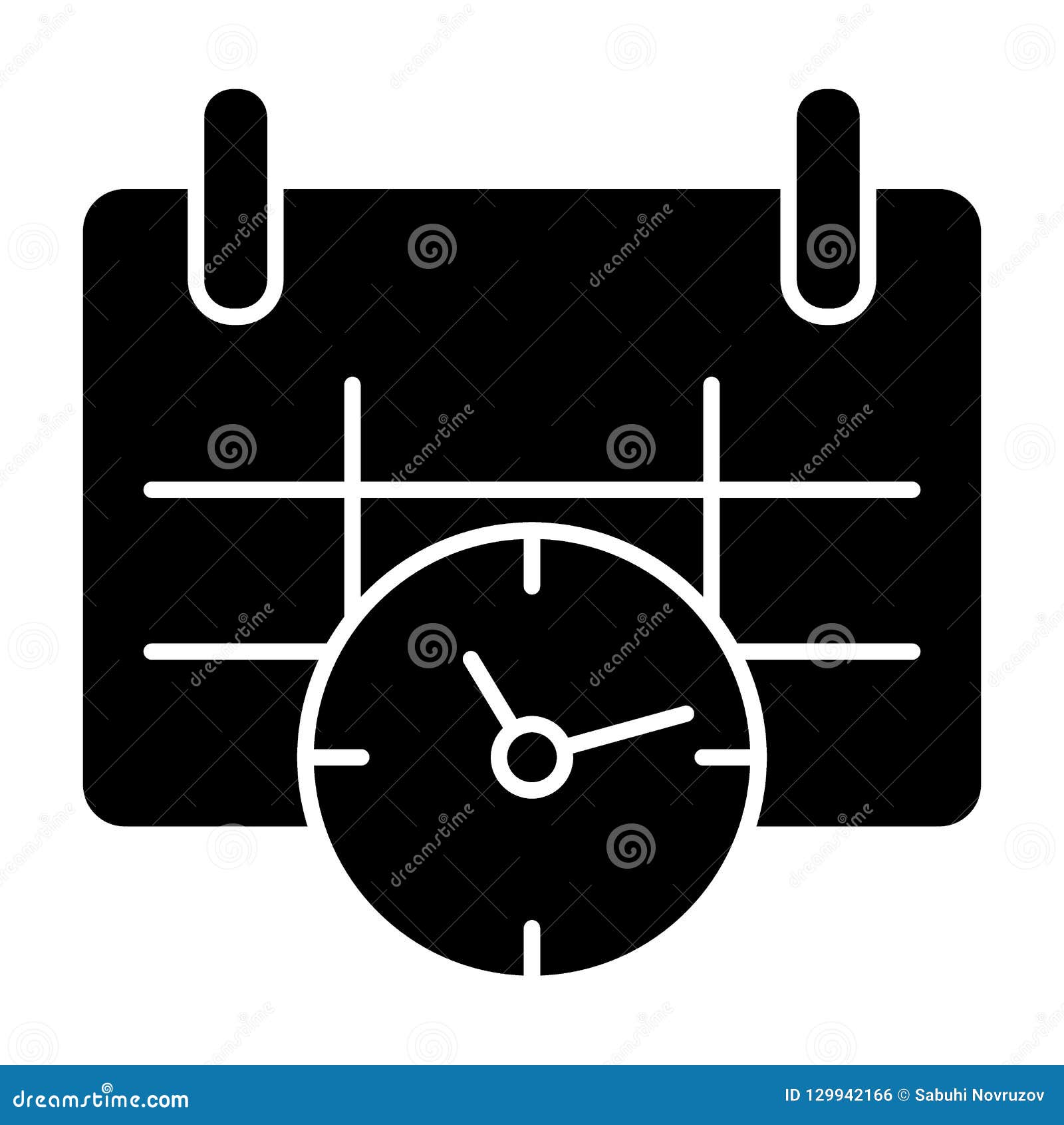 Calendar and Clock Solid Icon. Date and Time Vector Illustration Isolated on White Stock Vector ...