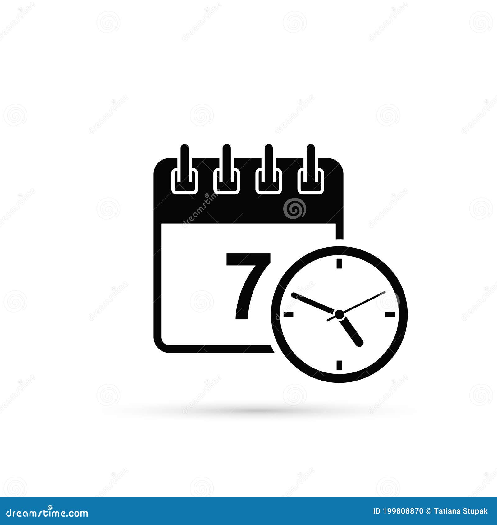 Calendar with Clock Vector Icon, Simple Isolated Flat Design ...