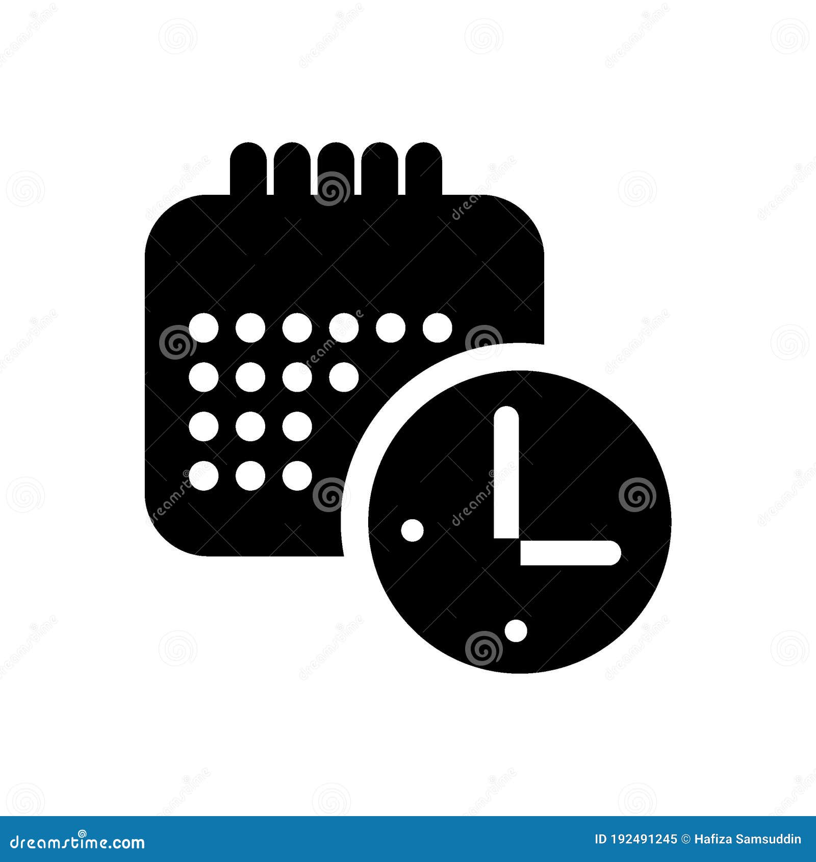 Calendar with Clock. Vector Illustration Decorative Design Stock Vector ...