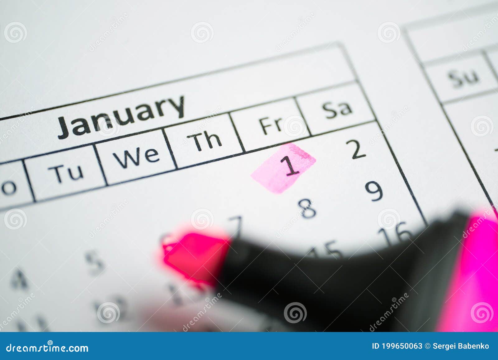 Calendar Concept First of January of the Highlighted Stock Image ...