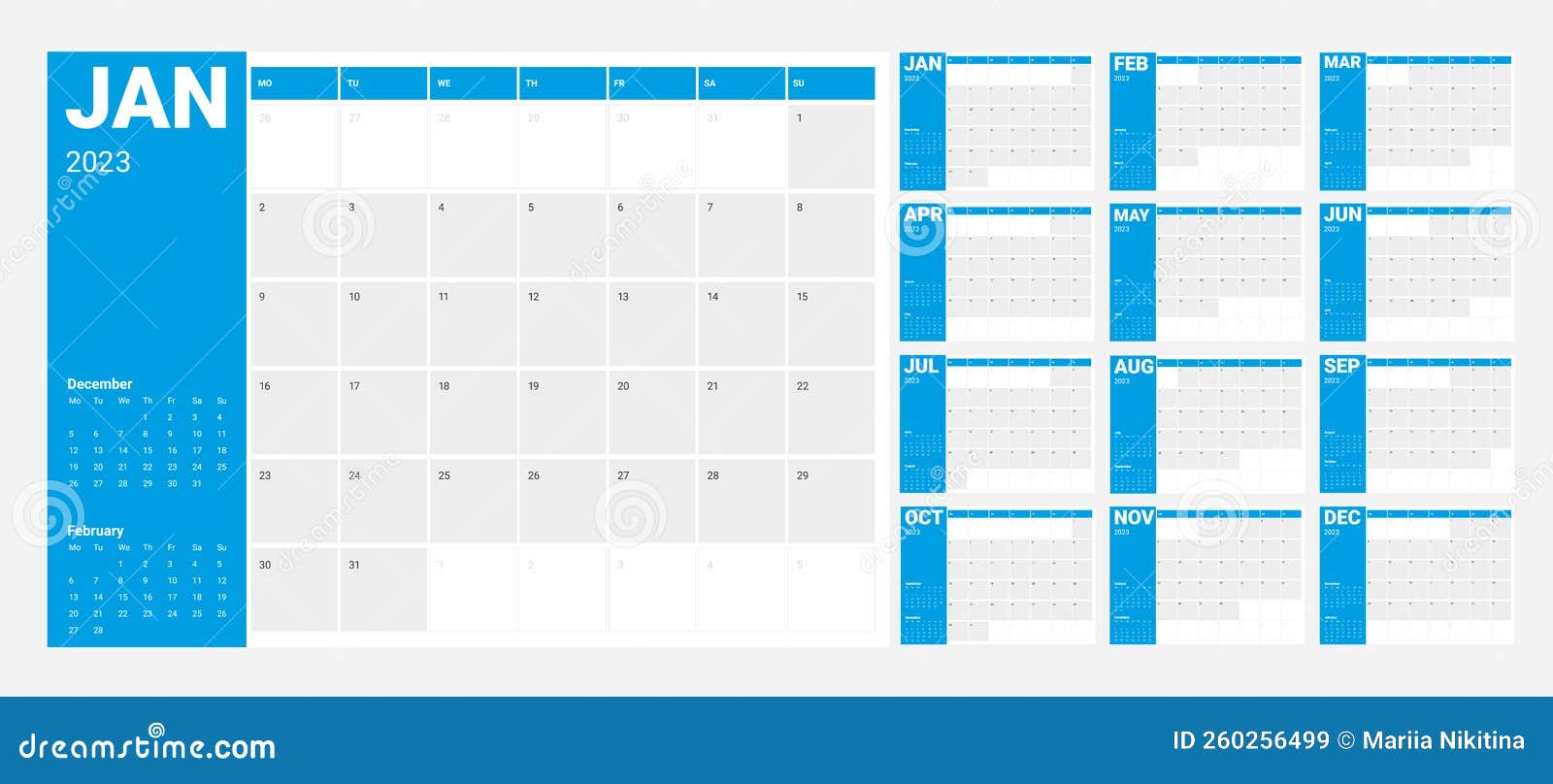 Calendar 2023 Corporate Design Planner. Week Start Monday Stock Vector ...