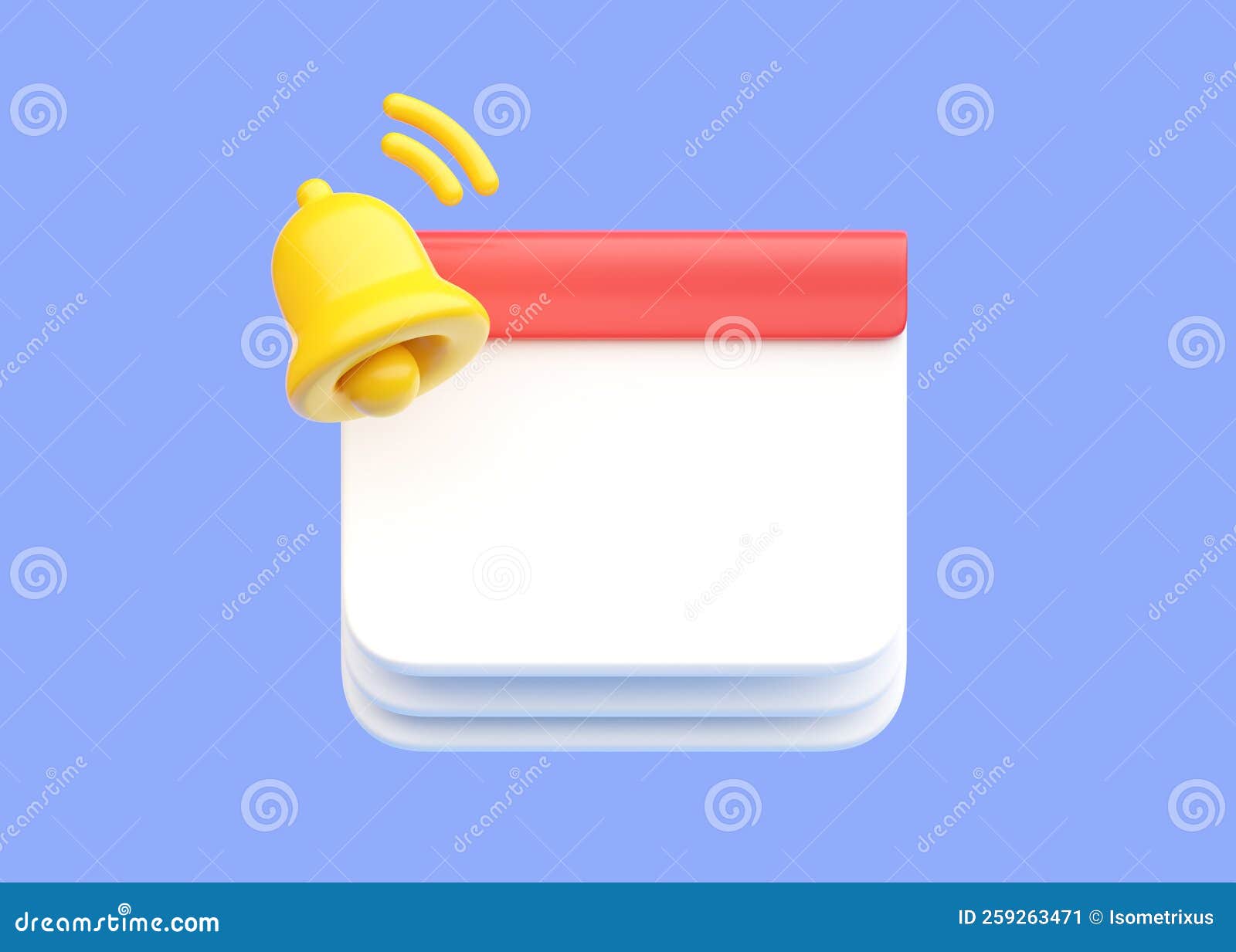 Calendar 3d Render Illustration - Attention Bell Icon, Notice Web ...