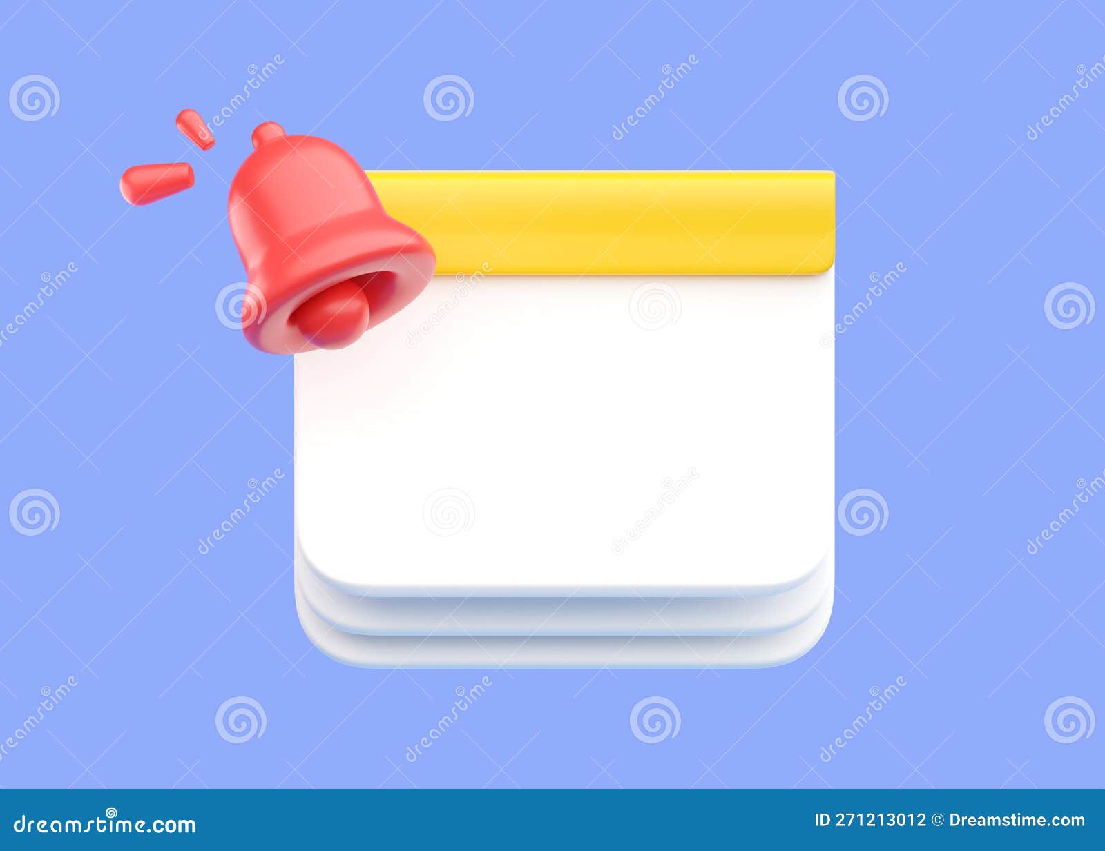 Calendar 3d Render Illustration - Attention Bell Icon, Notice Web ...