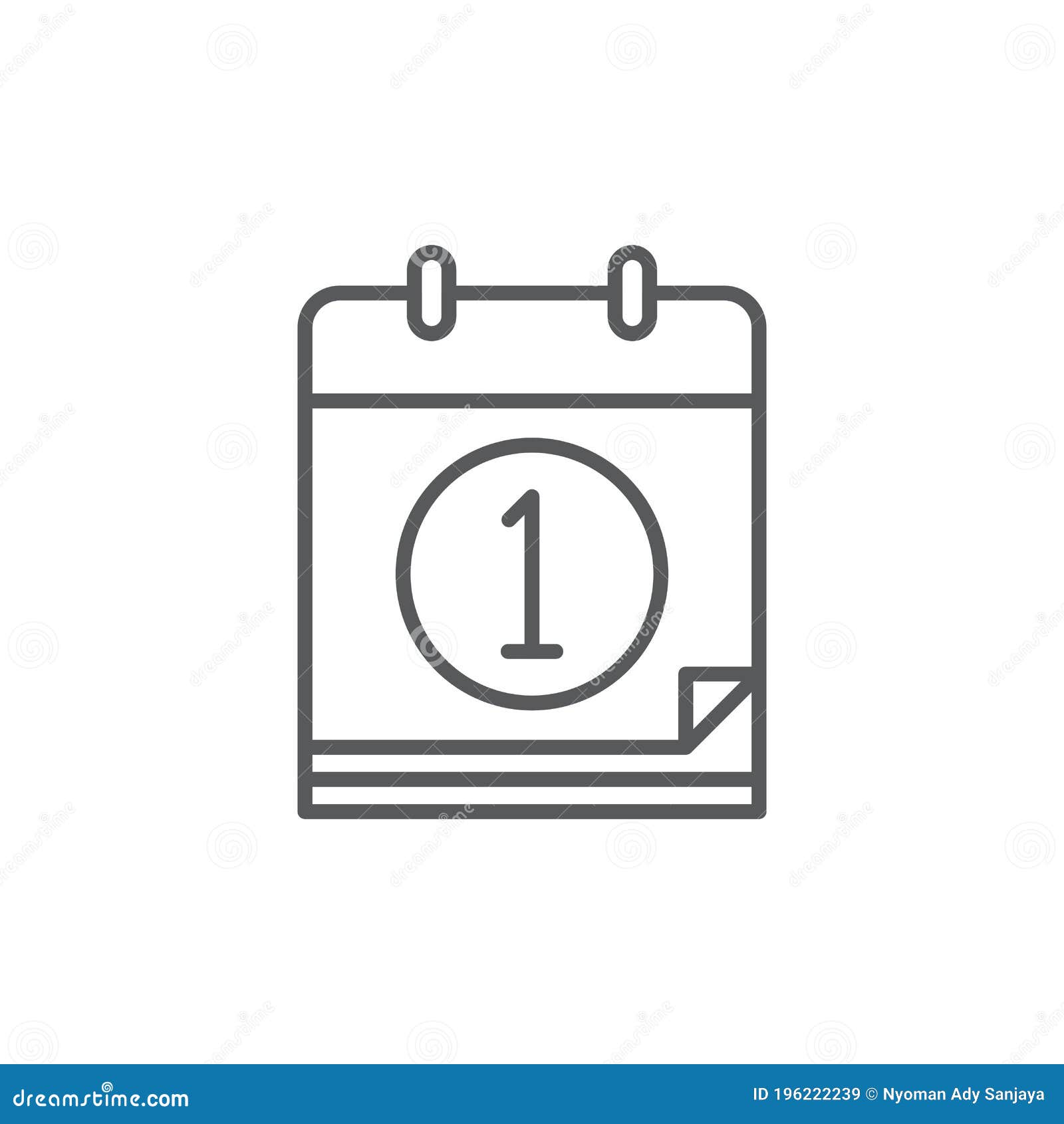 Calendar Date Day One Vector Icon Symbol Isolated on White Background ...