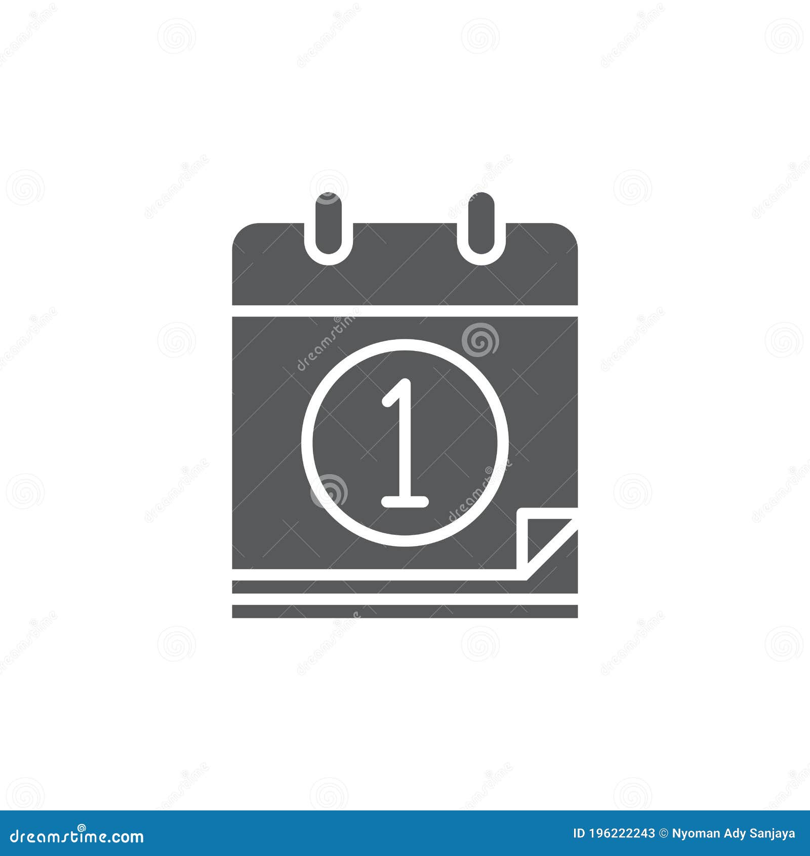 Calendar Date Day One Vector Icon Symbol Isolated on White Background ...