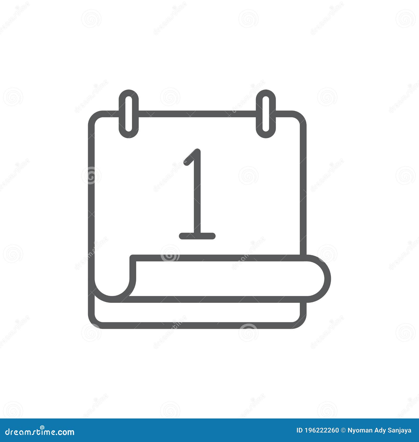 Calendar Date Day One Vector Icon Symbol Isolated on White Background ...