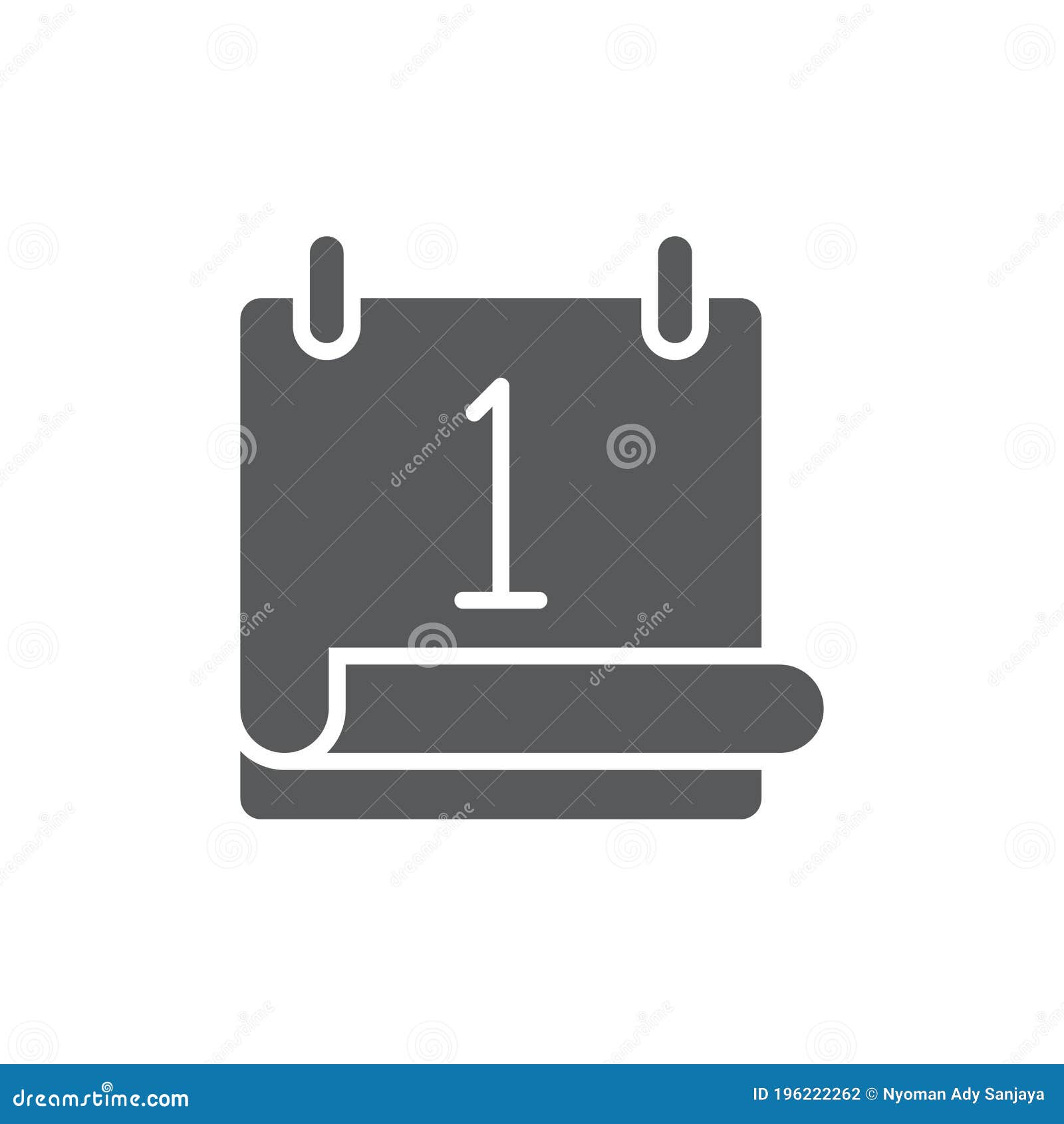 Calendar Date Day One Vector Icon Symbol Isolated on White Background ...