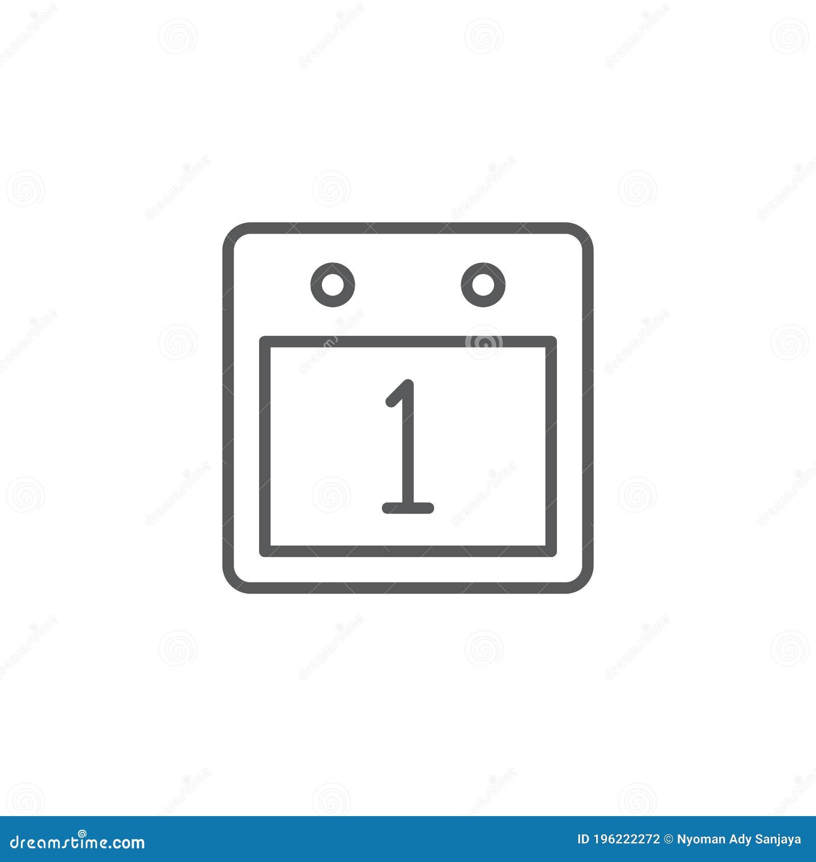 Calendar Date Day One Vector Icon Symbol Isolated on White Background ...