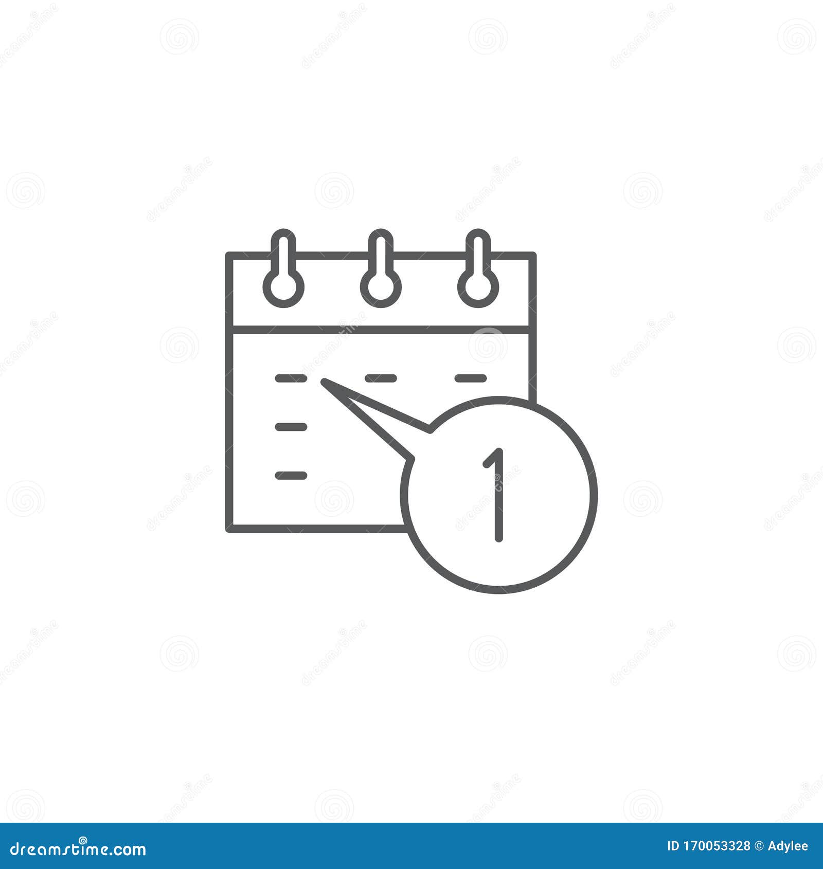 Calendar Date Day One Vector Icon Symbol Isolated on White Background ...
