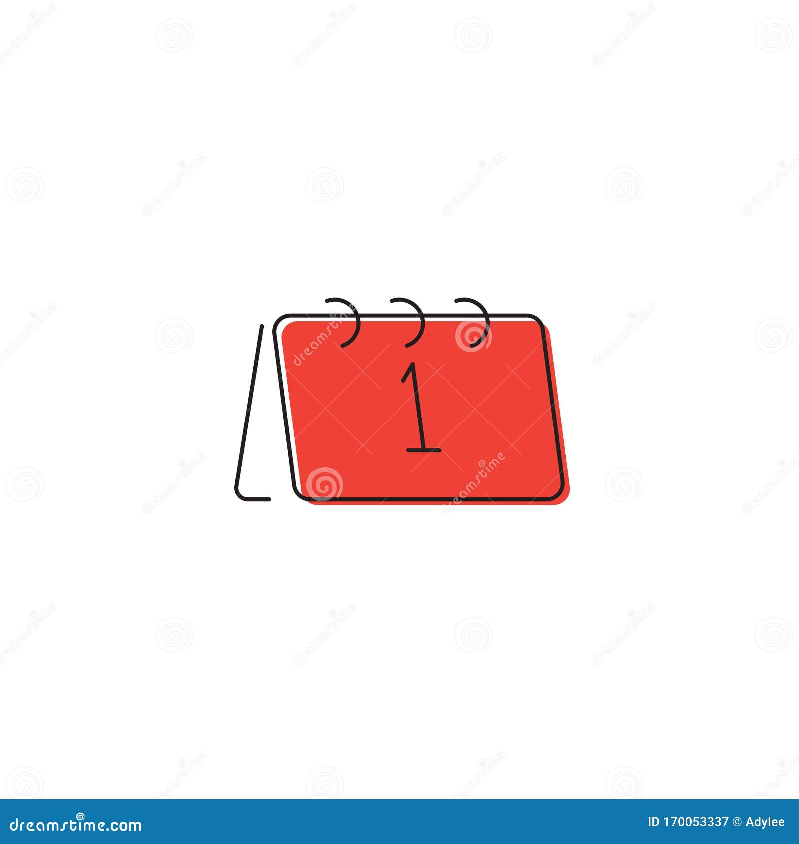 Calendar Date Day One Vector Icon Symbol Isolated on White Background ...
