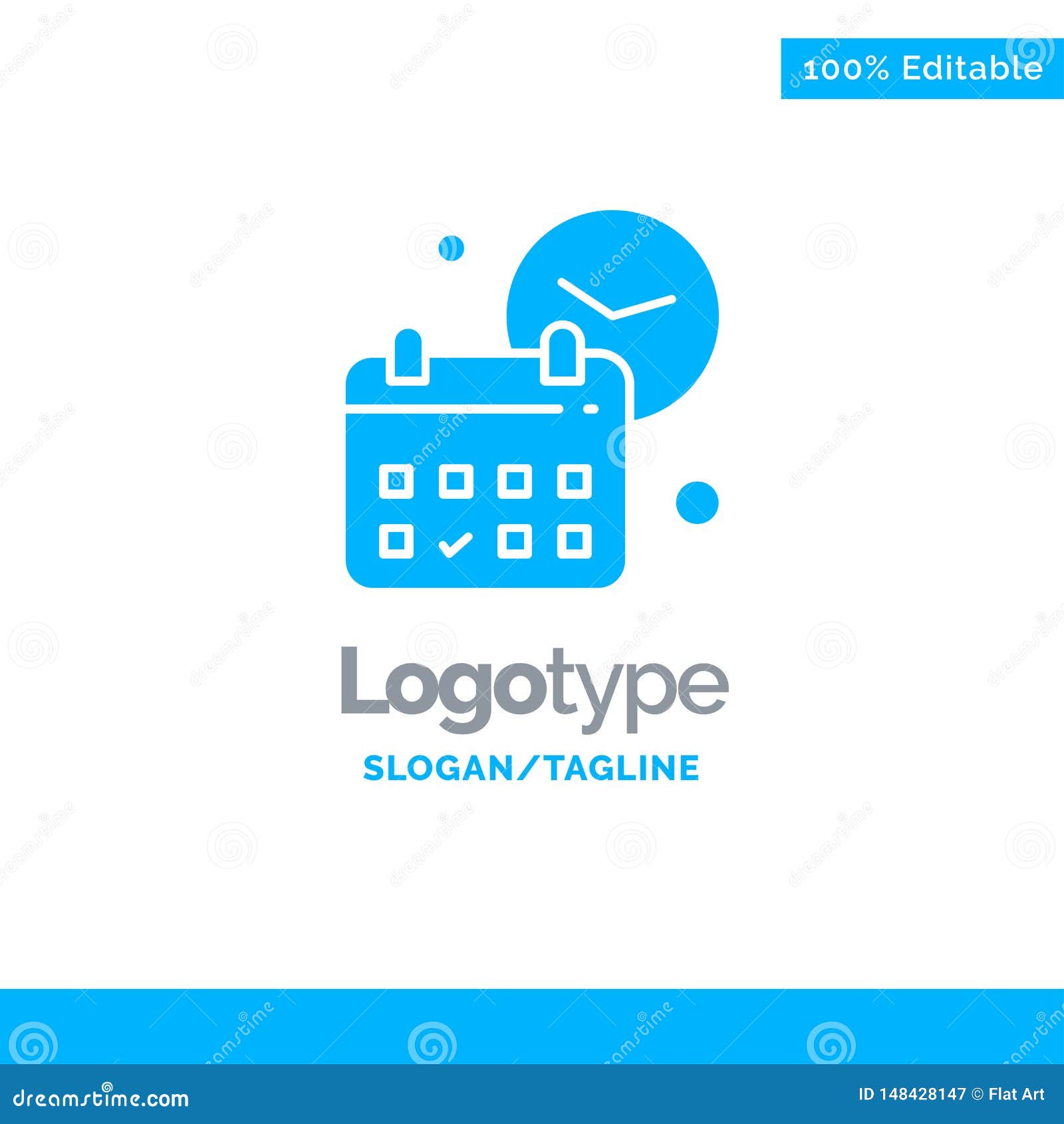 Calendar, Date, Day, Time, Job Blue Solid Logo Template. Place for ...