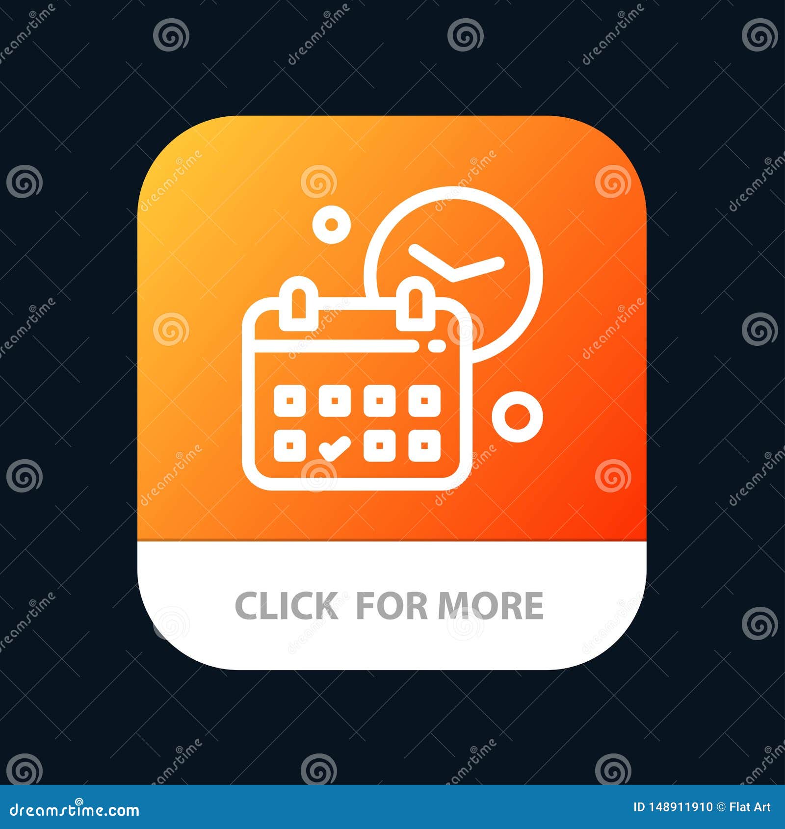 Calendar Date Day Time Job Mobile App Button Android And Ios Line Version Stock Vector