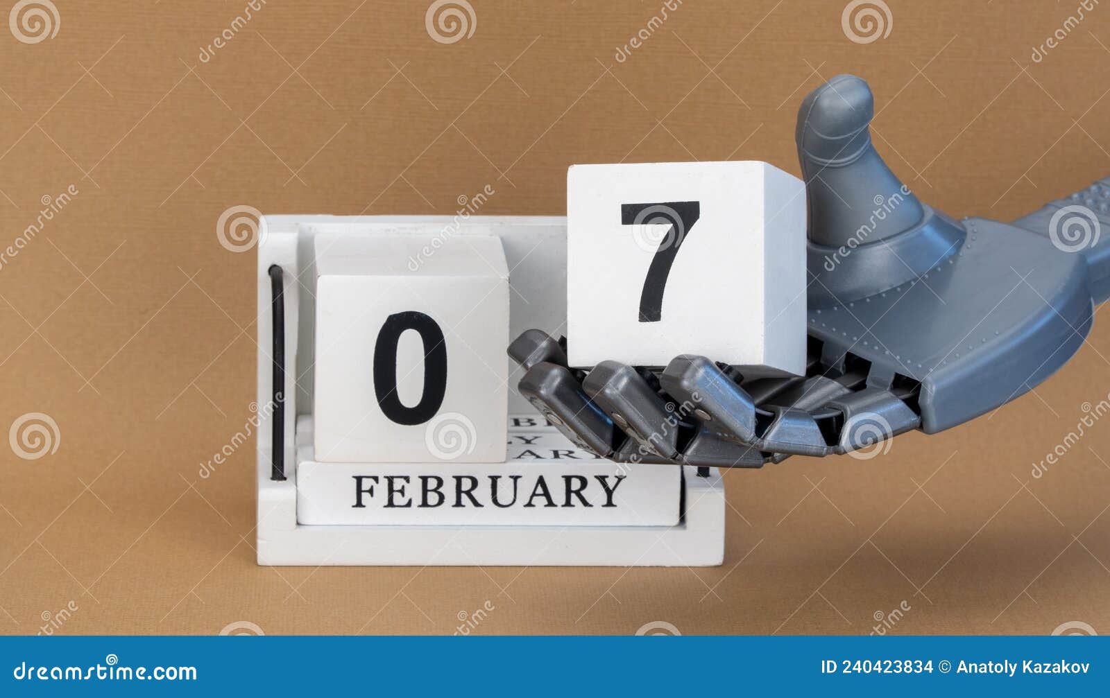Calendar with the Date February 07. World Robotics Day Stock Photo ...
