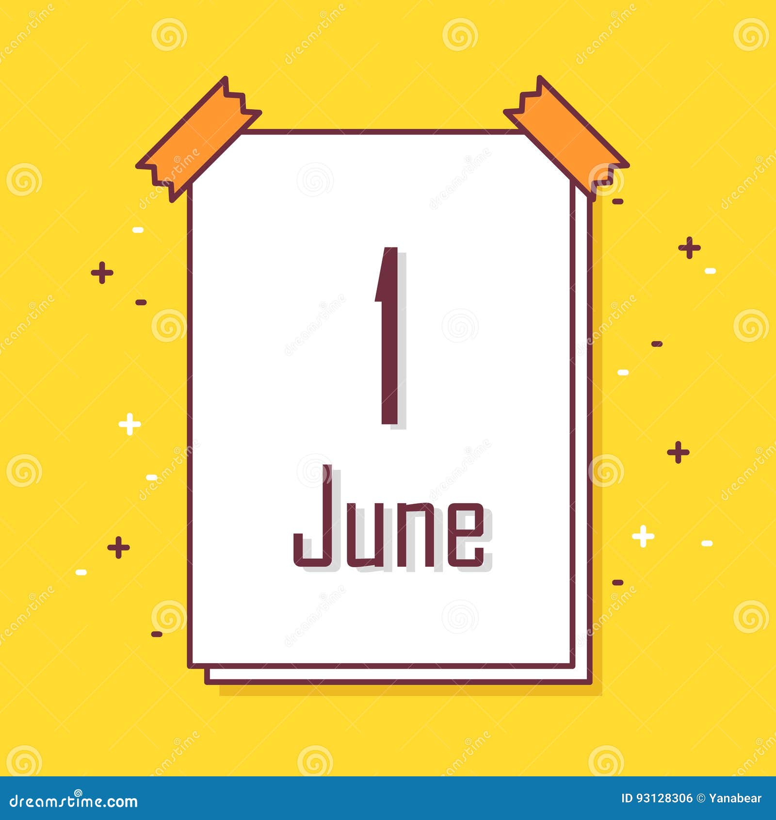 Calendar with the Date the First of June. Thin Line Flat Design Card ...